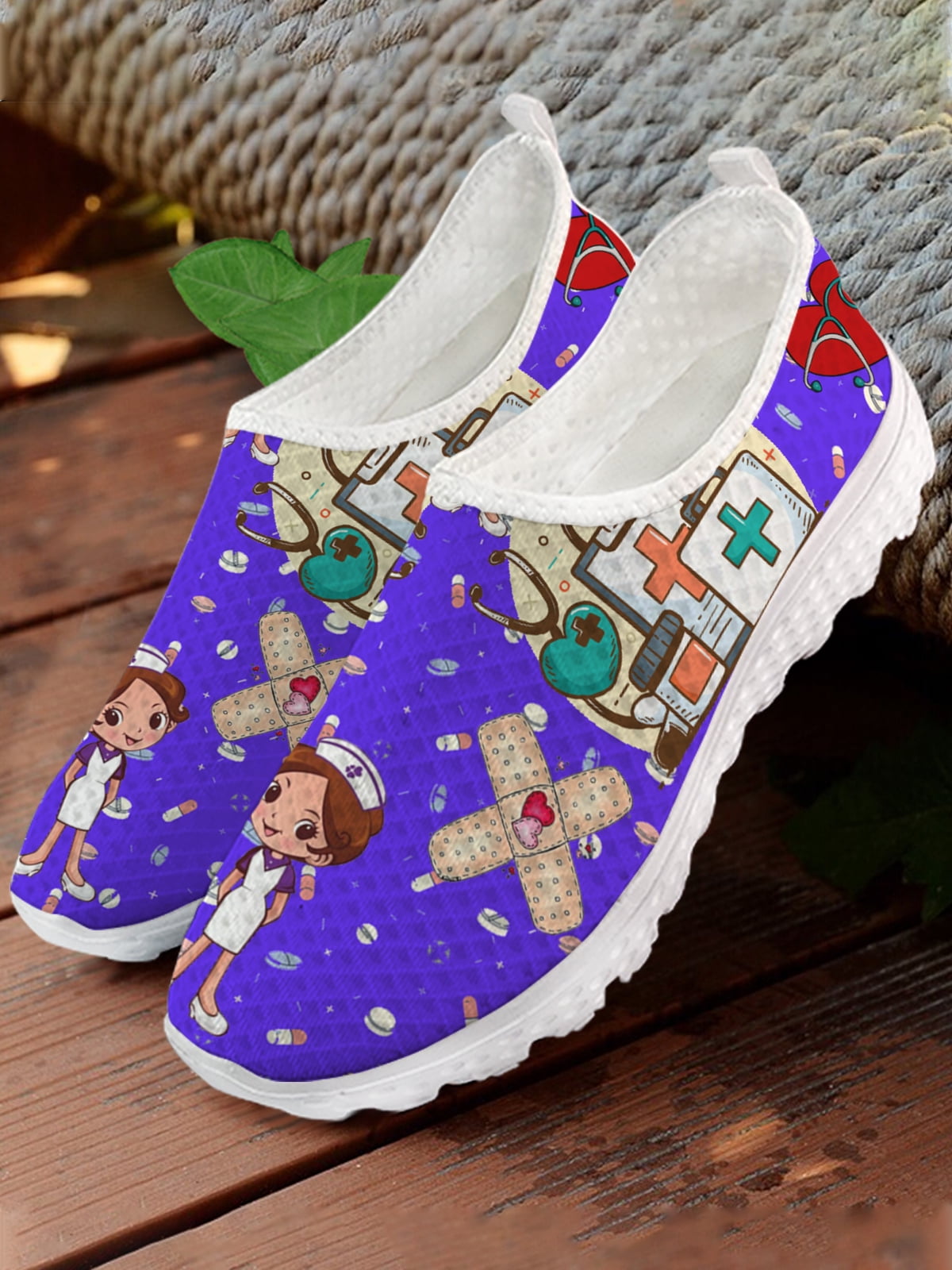 Brand Design Women White Nursing Shoes Cute Cartoon Nurse Doctor ...