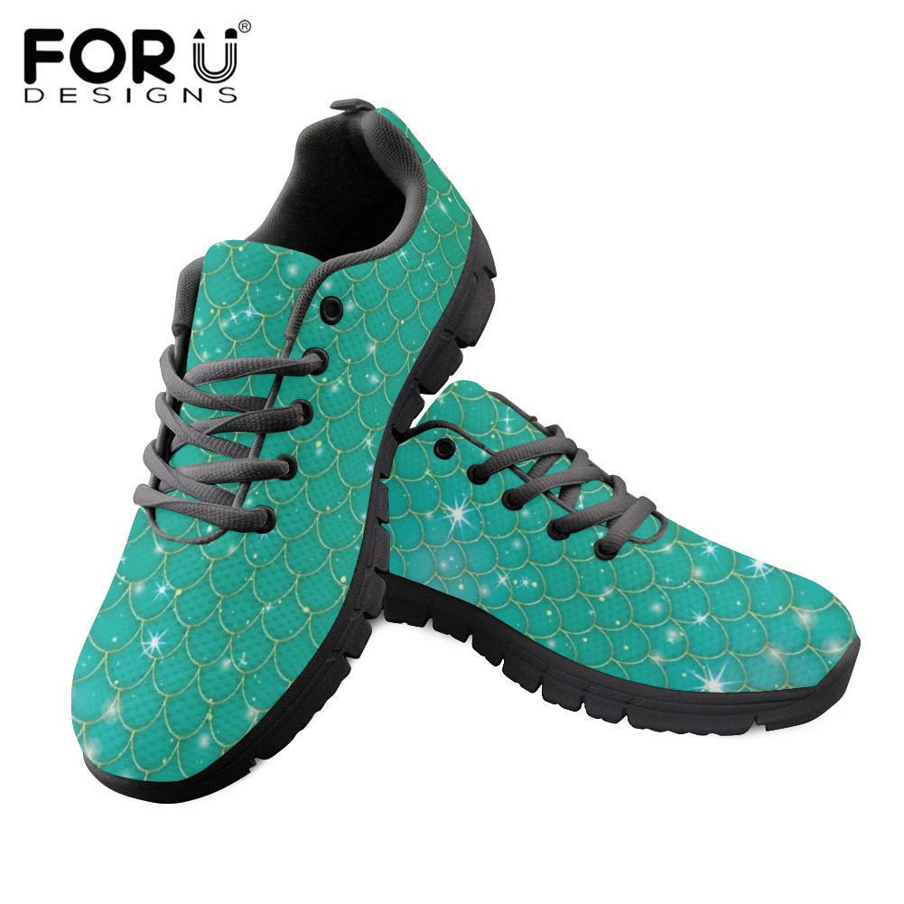 Brand Design Women's Flat Sneakers with Beautiful Flashing Scales ...