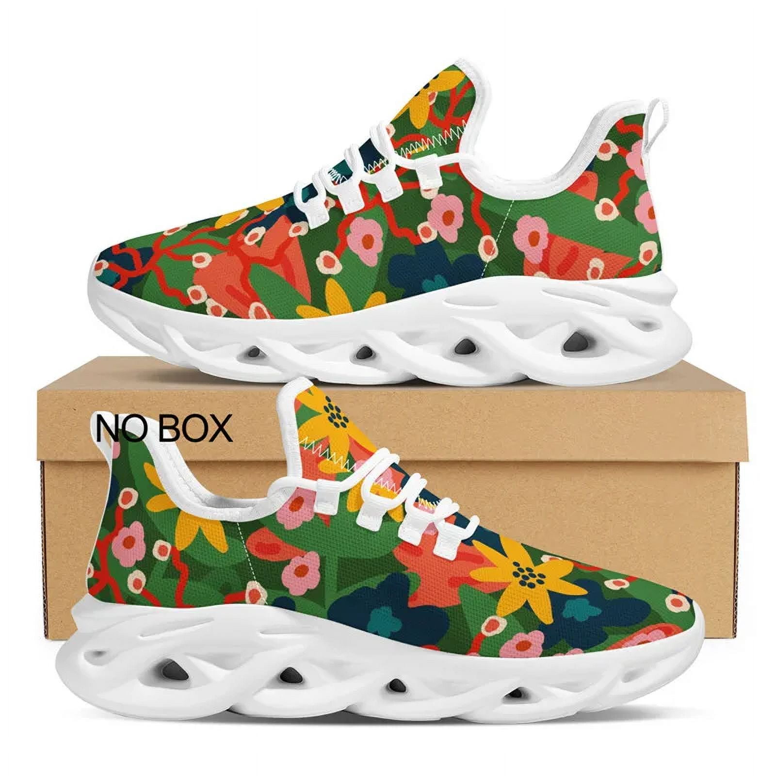 Brand Designer Women's Sneakers Flats Floral Pattern Summer Lace-up ...