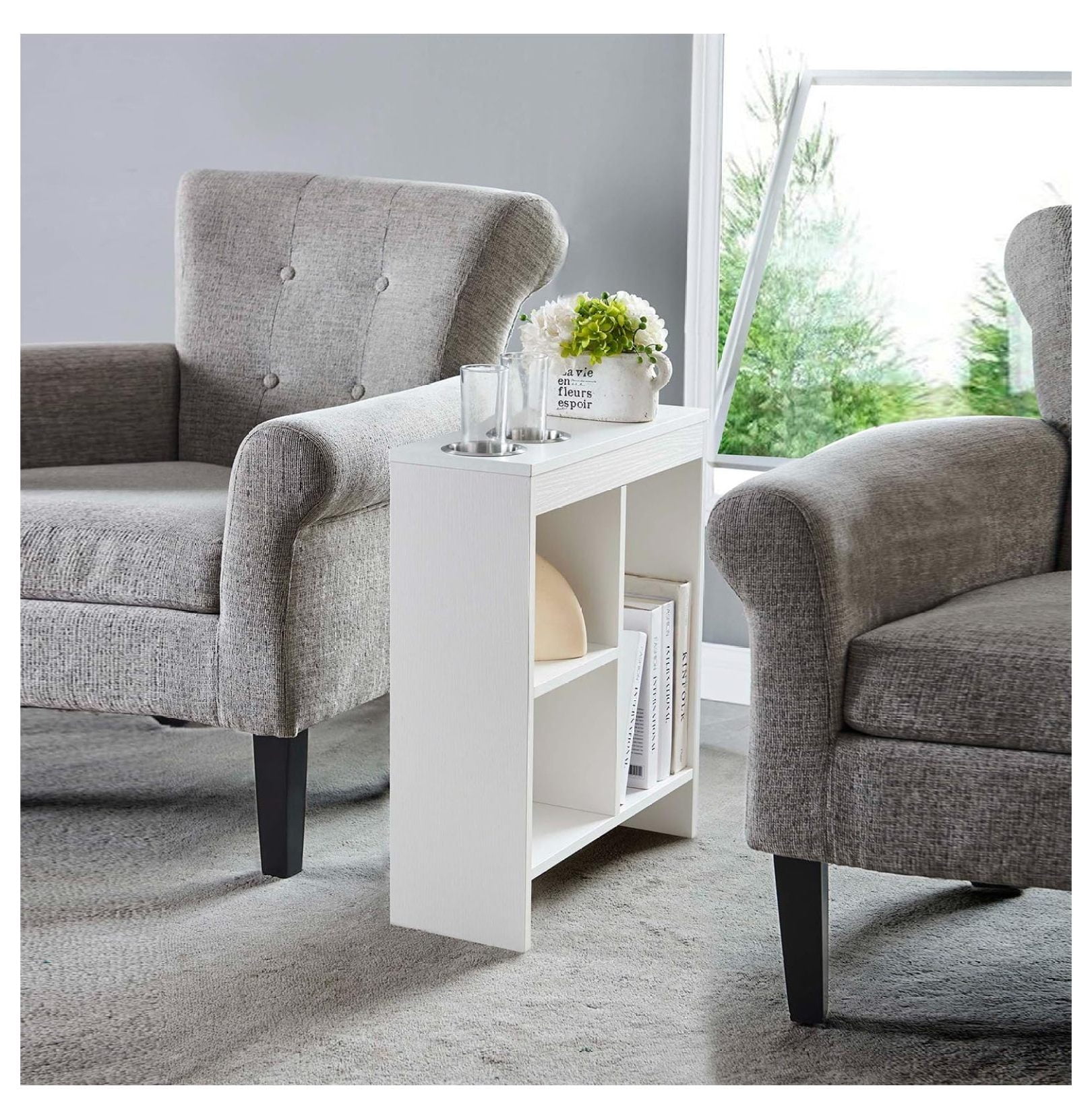 Brand Furniture - Side End Table with Drink Holders, Storage Shelves ...