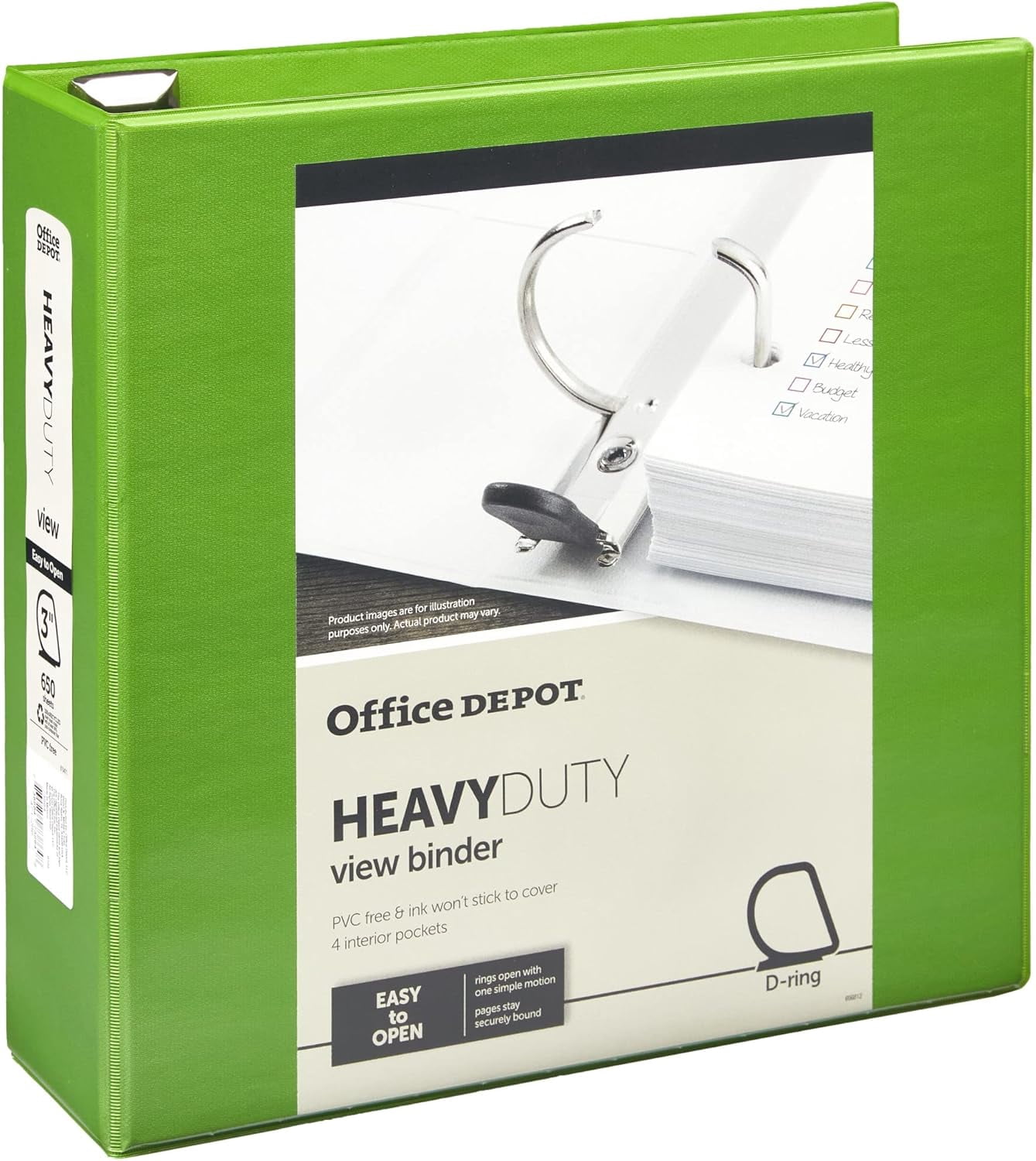 Brand Heavy-Duty Easy Open® D-Ring View Binder, 3" Rings, 59% Recycled ...