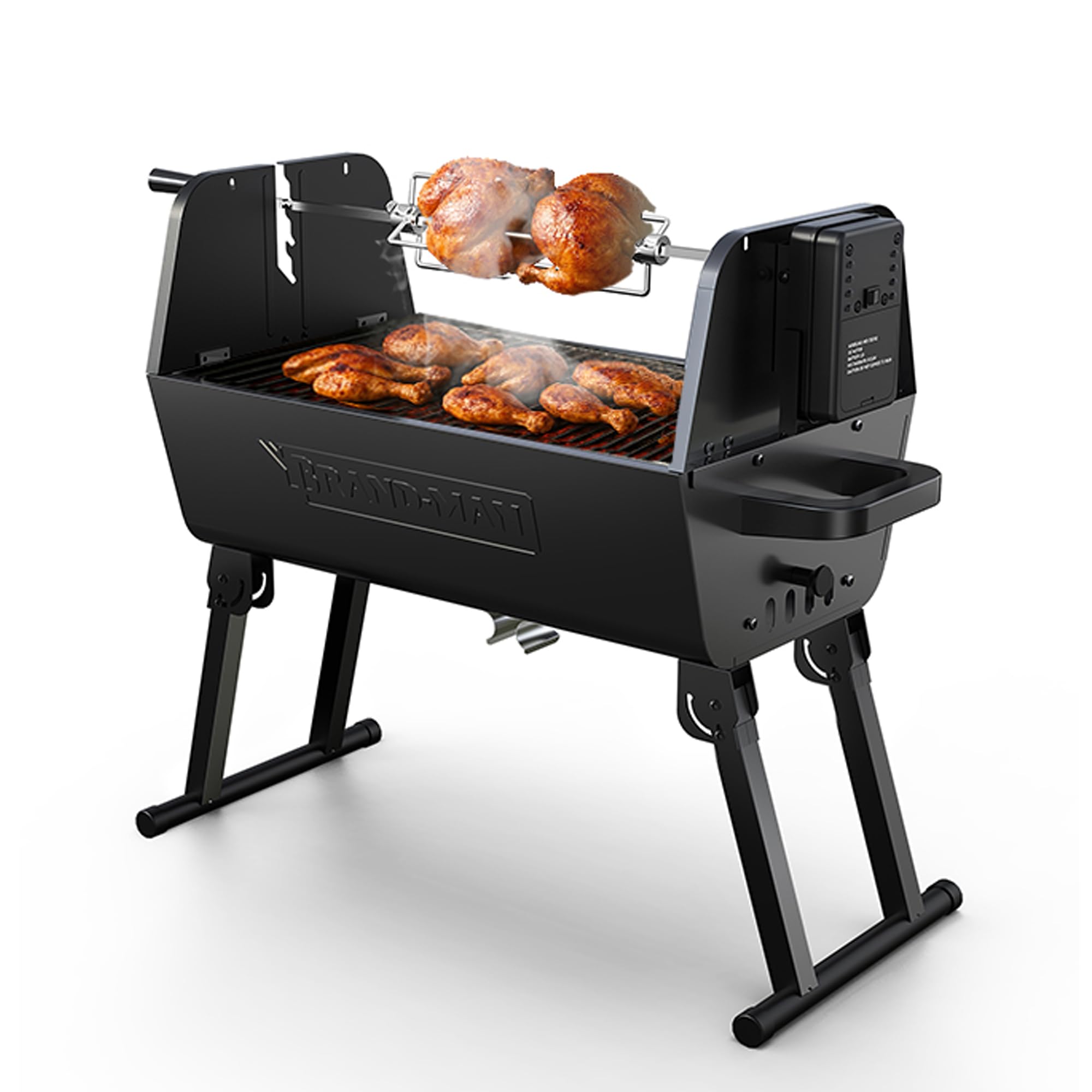 Brand-Man 2-in-1 Charcoal BBQ Grill & Motorized Rotisserie, Outdoor ...