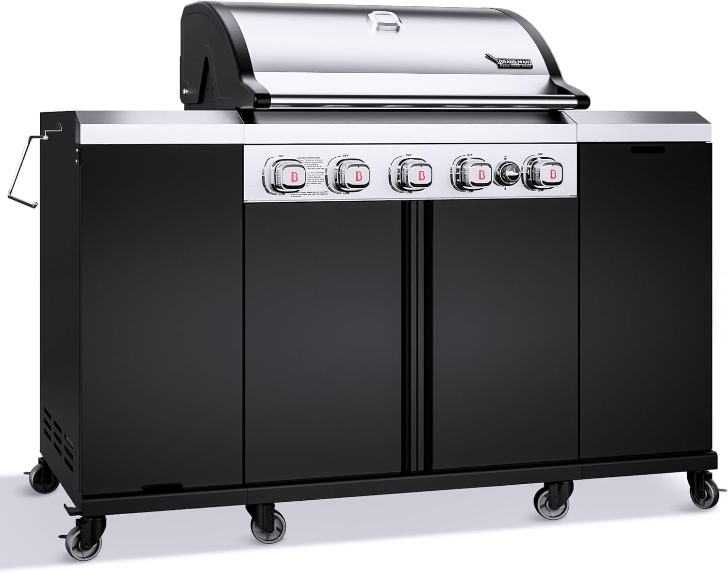 Brand-Man 6-Burner Gas Outdoor Kitchen Grill Island with Side Burner ...