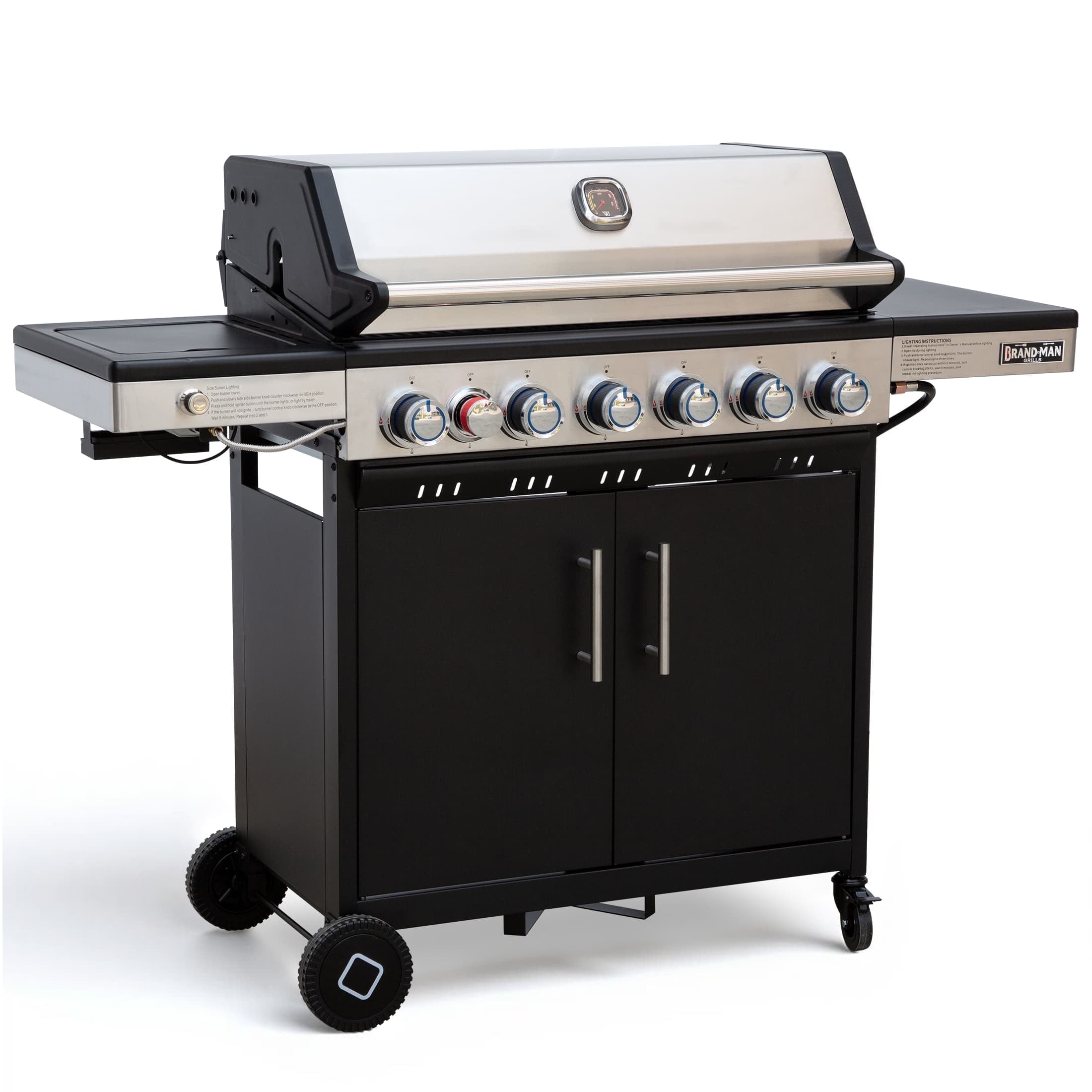 Brand-Man 6 Burner Propane Grill with Infrared Sear Side Burner ...