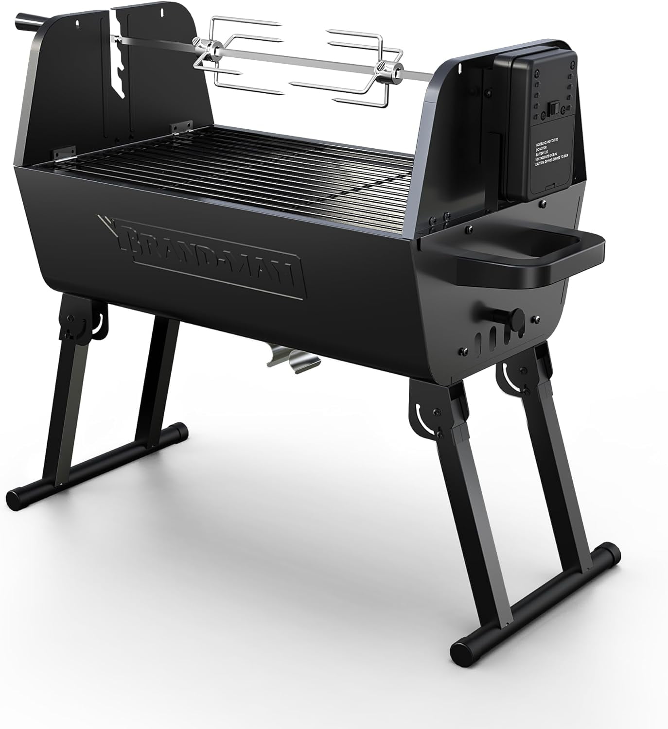 Brand-Man Portable Charcoal Grill with Motor, 2-in-1 Outdoor BBQ ...