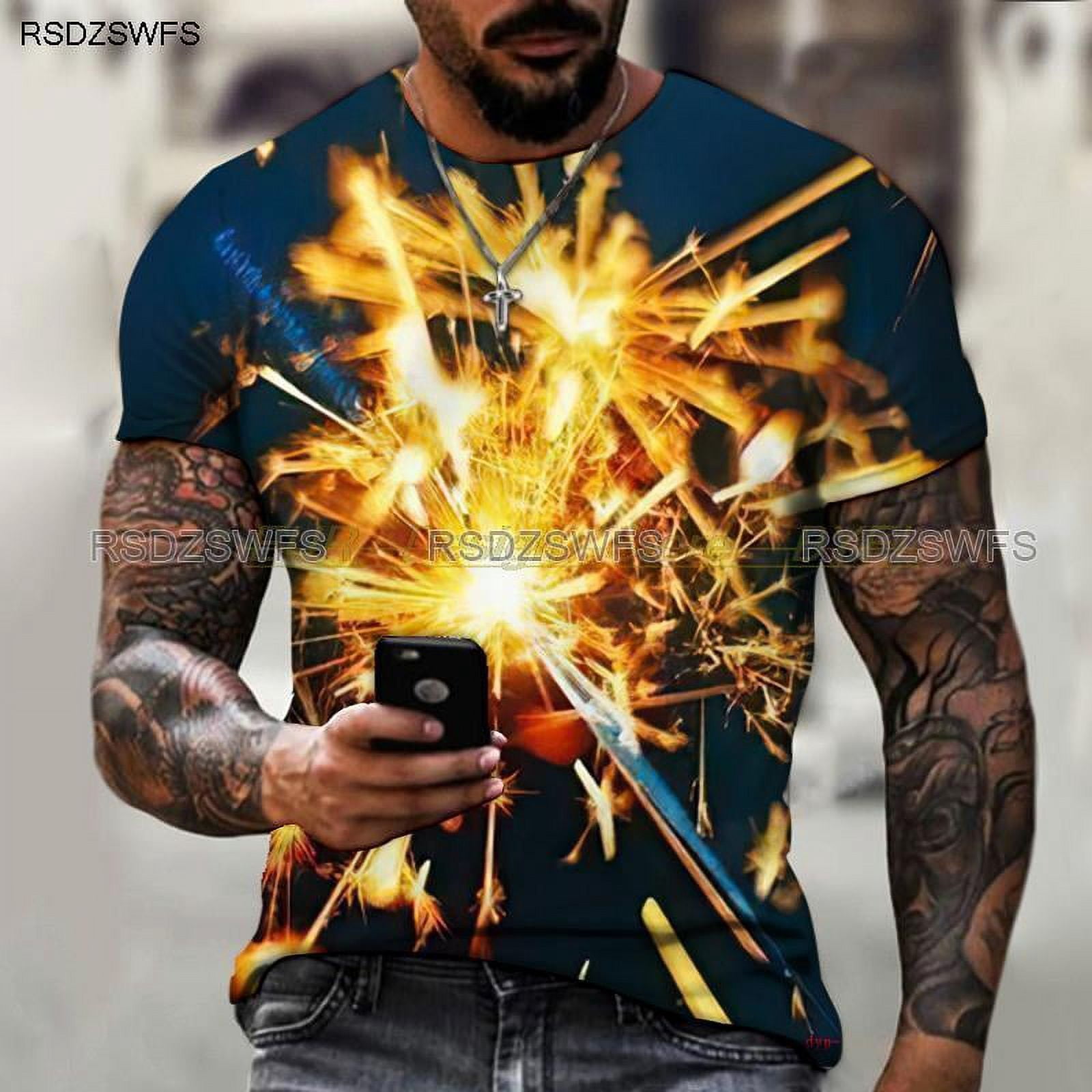 Brand Men's Shirts 3D Printed T-shirts s s Festive Atmosphere Fashion ...