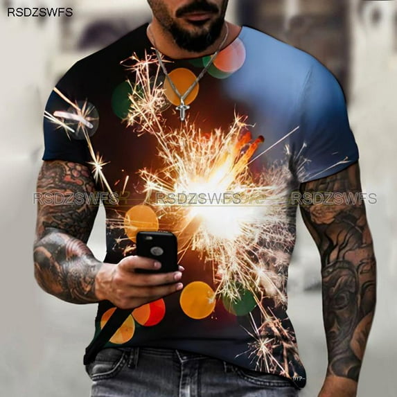 Brand Men's Shirts 3D Printed T-shirts s s Festive Atmosphere Fashion ...