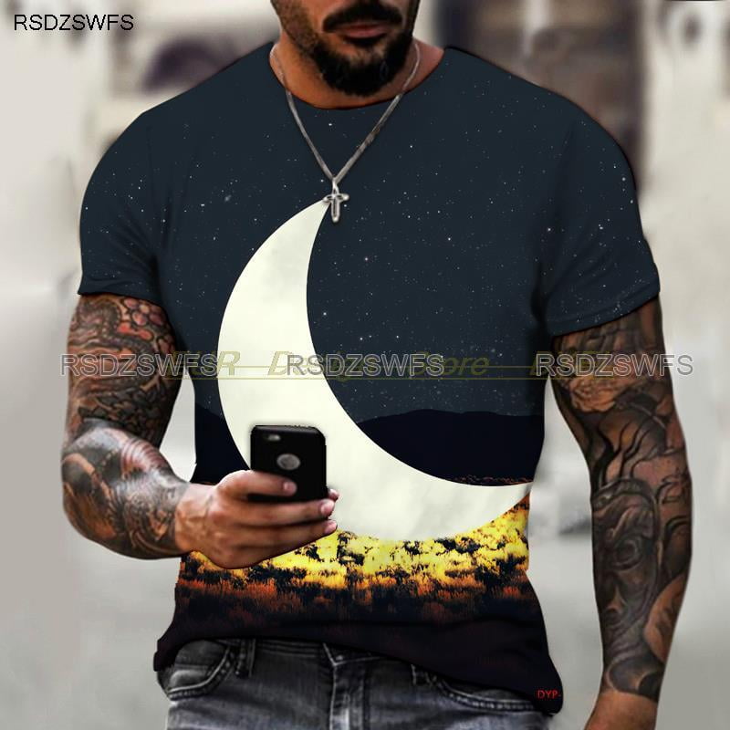 Brand Men's Shirts Exclusive Design Galaxy Moon Moonlight Good-looking ...