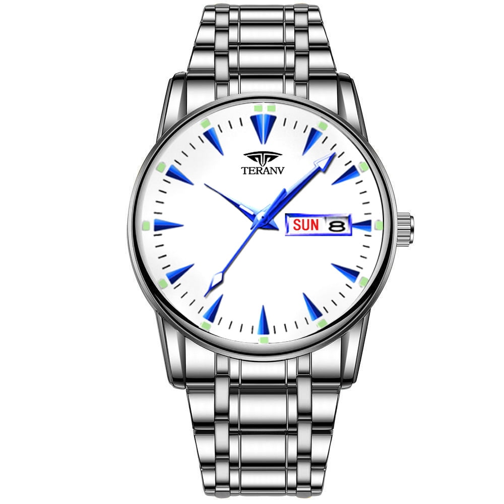 Brand Men's Watch with Dual Calendar, Steel Strap, Luminous Function ...