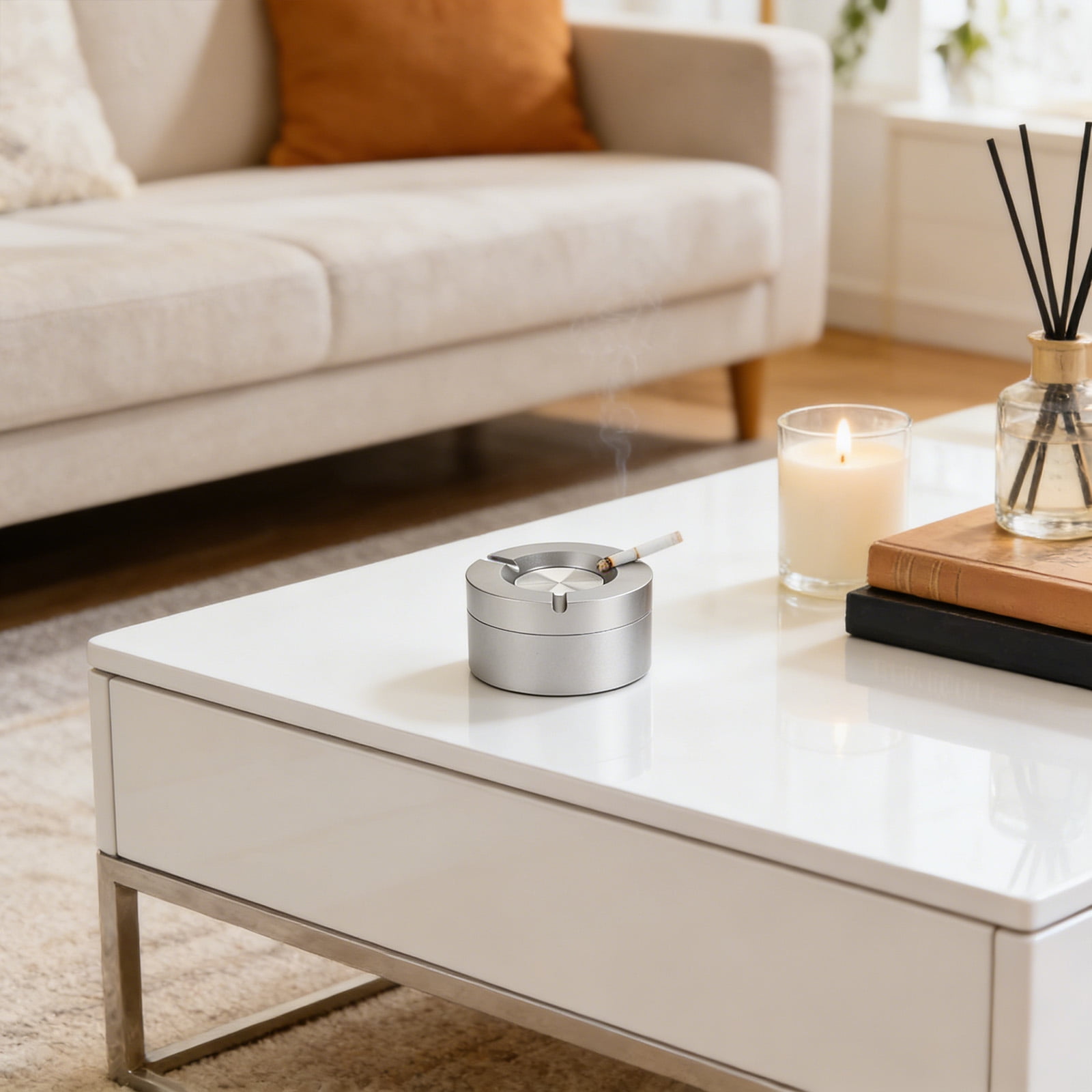 Brand New!360°Stainless Steel Twist-Lock Ashtray, Windproof Car Ashtray ...