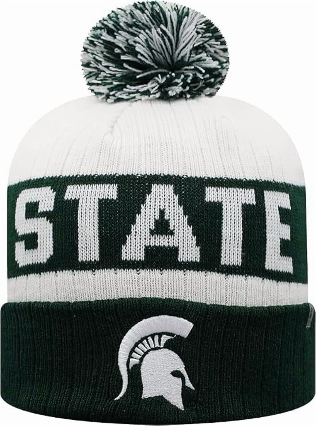 Brand New Collegiate Men's Michigan State White Cuffed Knit Winter Pom ...