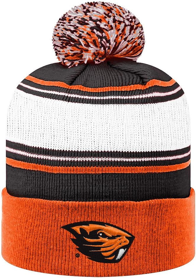 Brand New Collegiate Men's Oregon/St Striped Cuffed Knit Winter Pom ...