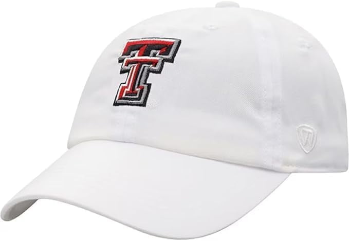 Brand New Collegiate Men's Texas Tch White Adjustable Hat, 100% Cotton ...