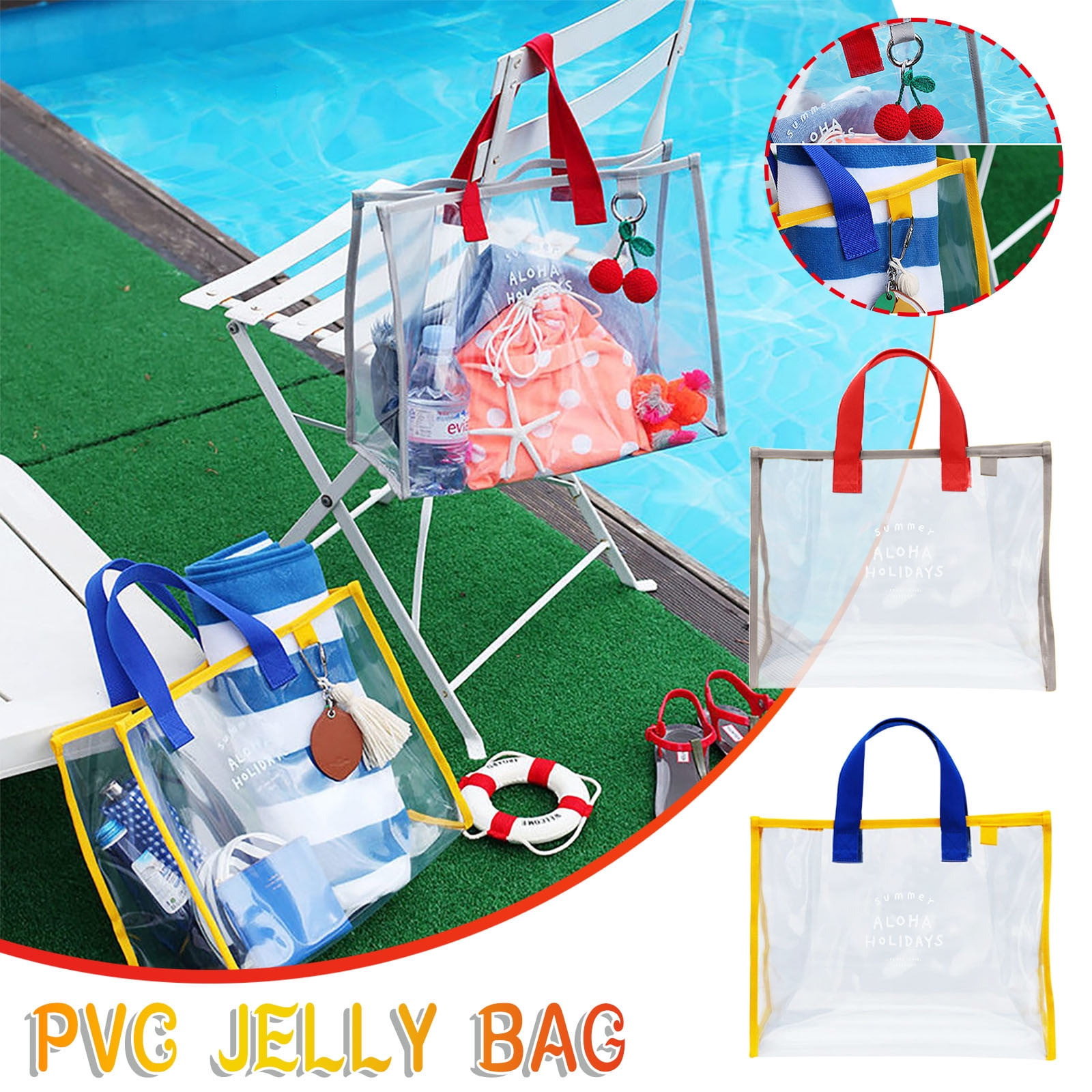 Brand New, Fashion Transparent PVC Beach Bag , Summer Travel Tote with ...