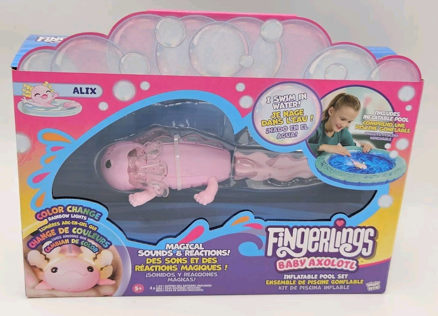 Brand New Fingerlings Magical Baby Axolotl Alix Inflatable Pool Set ...