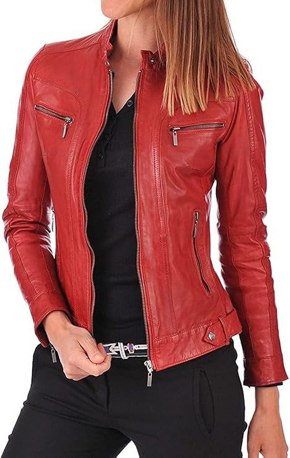 Brand New Genuine Soft Lambskin Red Leather Jacket For Women's Designer ...