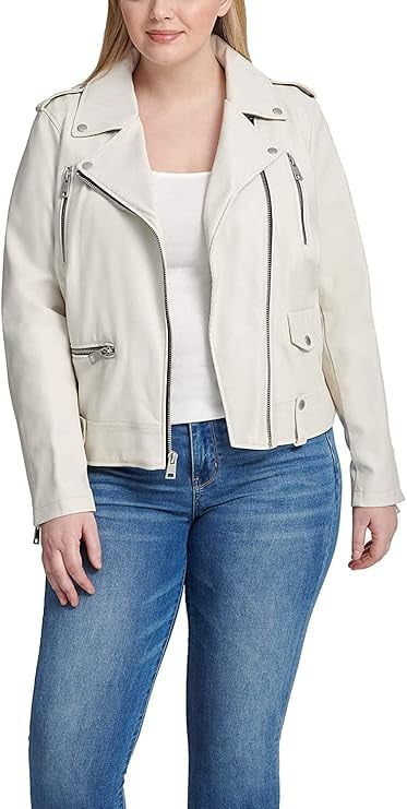 Brand New Genuine Soft White Lambskin Collared Leather Jacket For Women ...