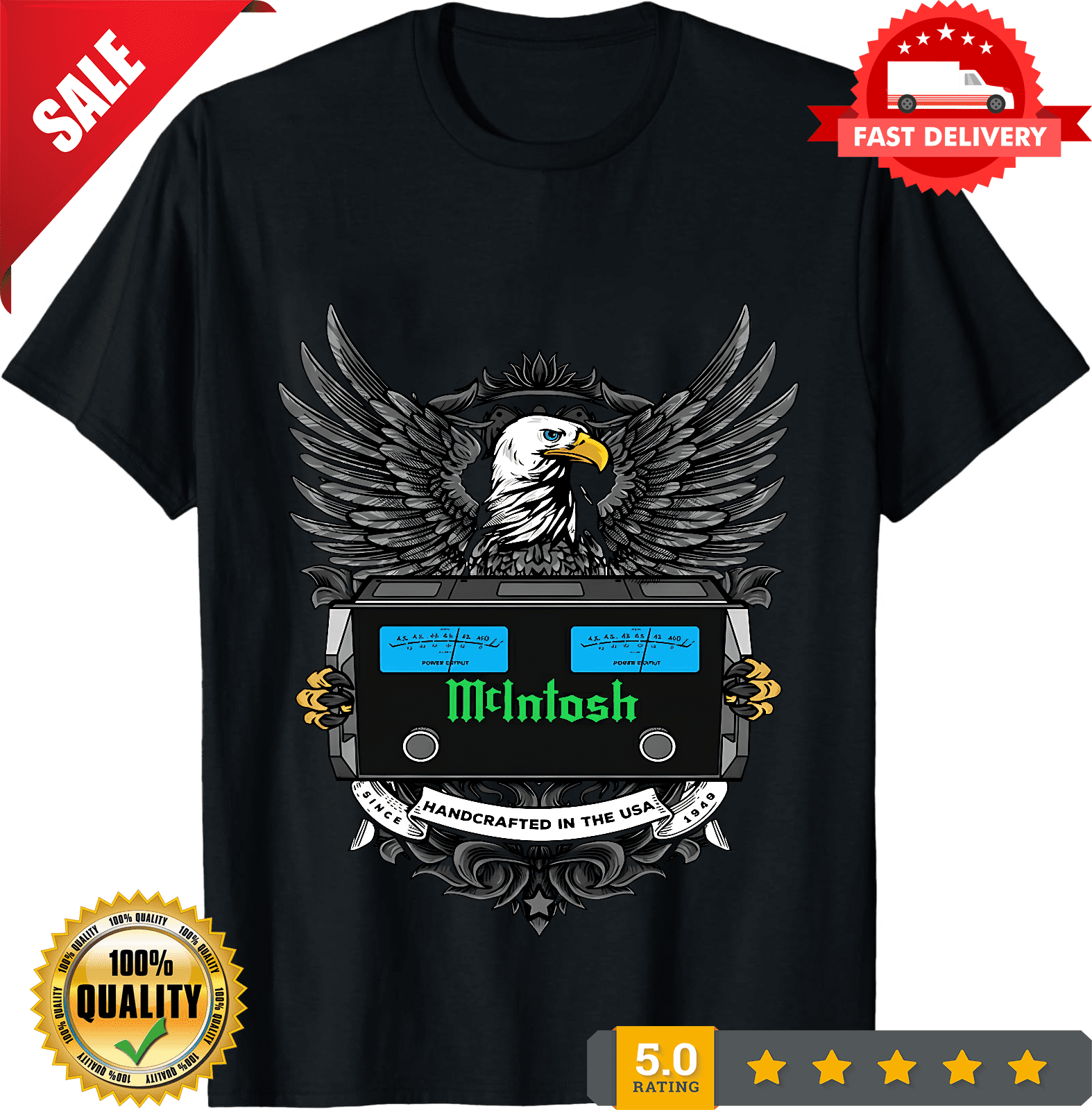 Brand New McIntosh Amplifiers Logo American T-Shirt Funny Size S to 5XL ...