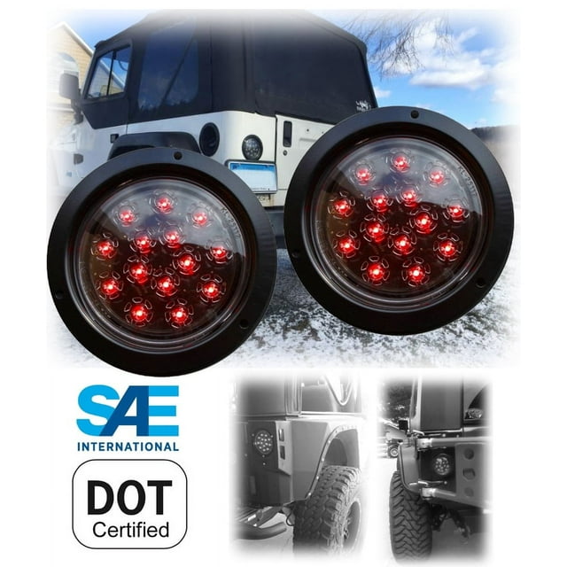 Brand New Pair High Quality Red Round 5-3/8" Flush Mount Brake Stop ...