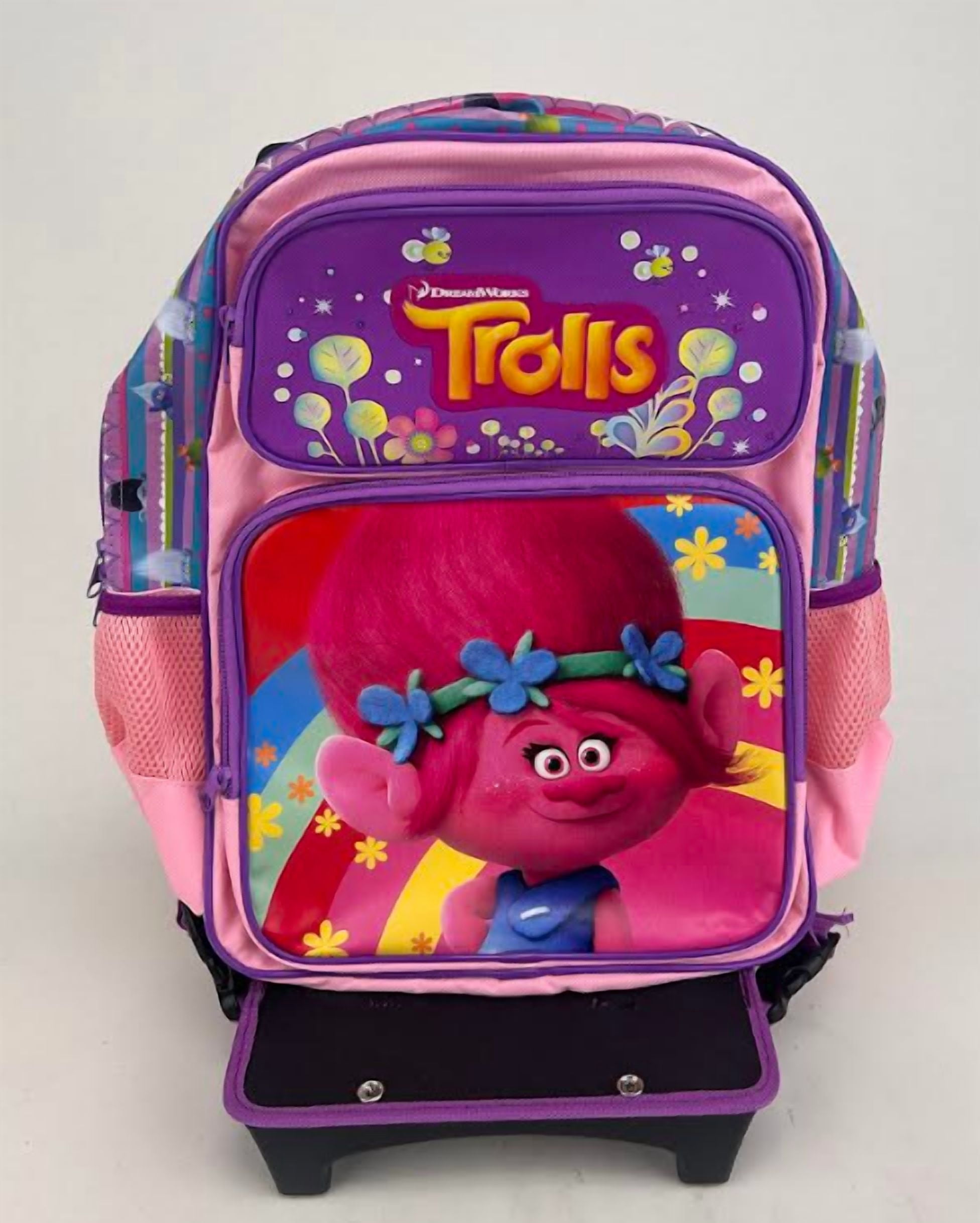 Brand New Trolls Purple & Pink Travel School Rolling Bag Backpack Back ...