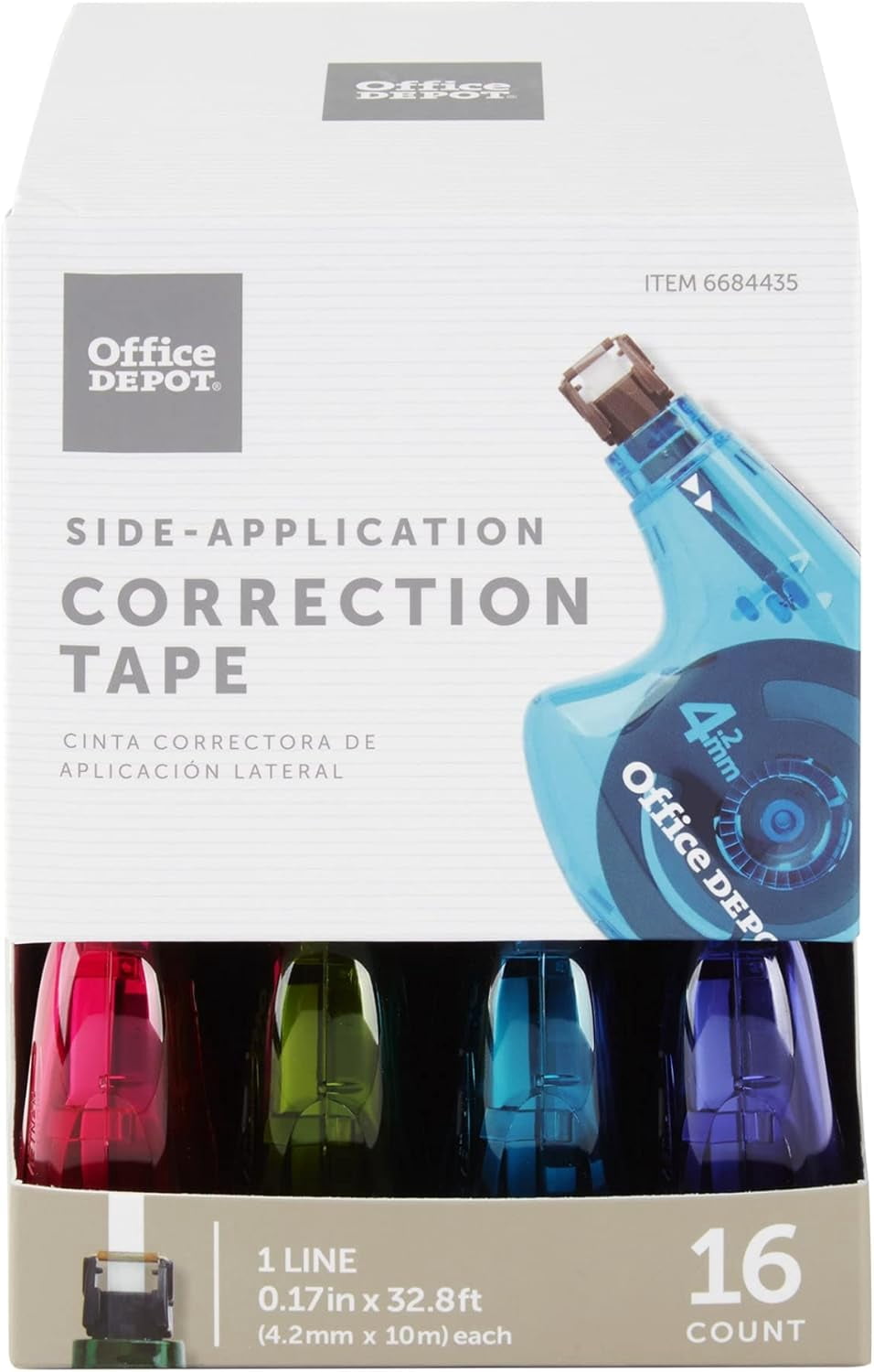 Brand Side-Application Correction Tape, 1 Line x 392", Pack of 16 ...