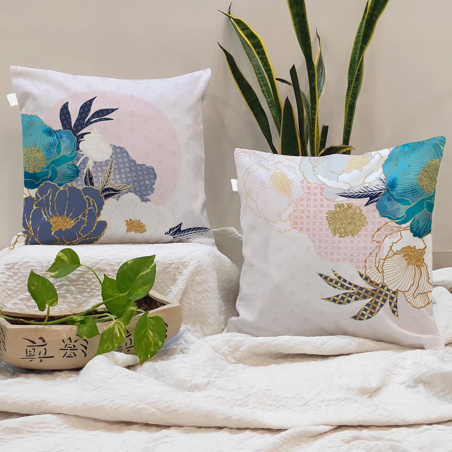 Brand Umi Multicolor Floral Printed Poly Cotton Cushion Covers Set of 2 ...