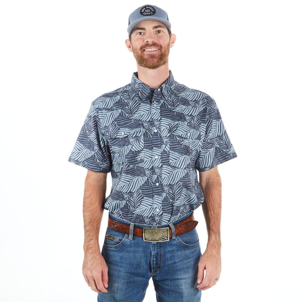 Sandhill Ranch Sand Hill Ranch S/S Grey Palm Leaf Shirt Grey 3XL ...
