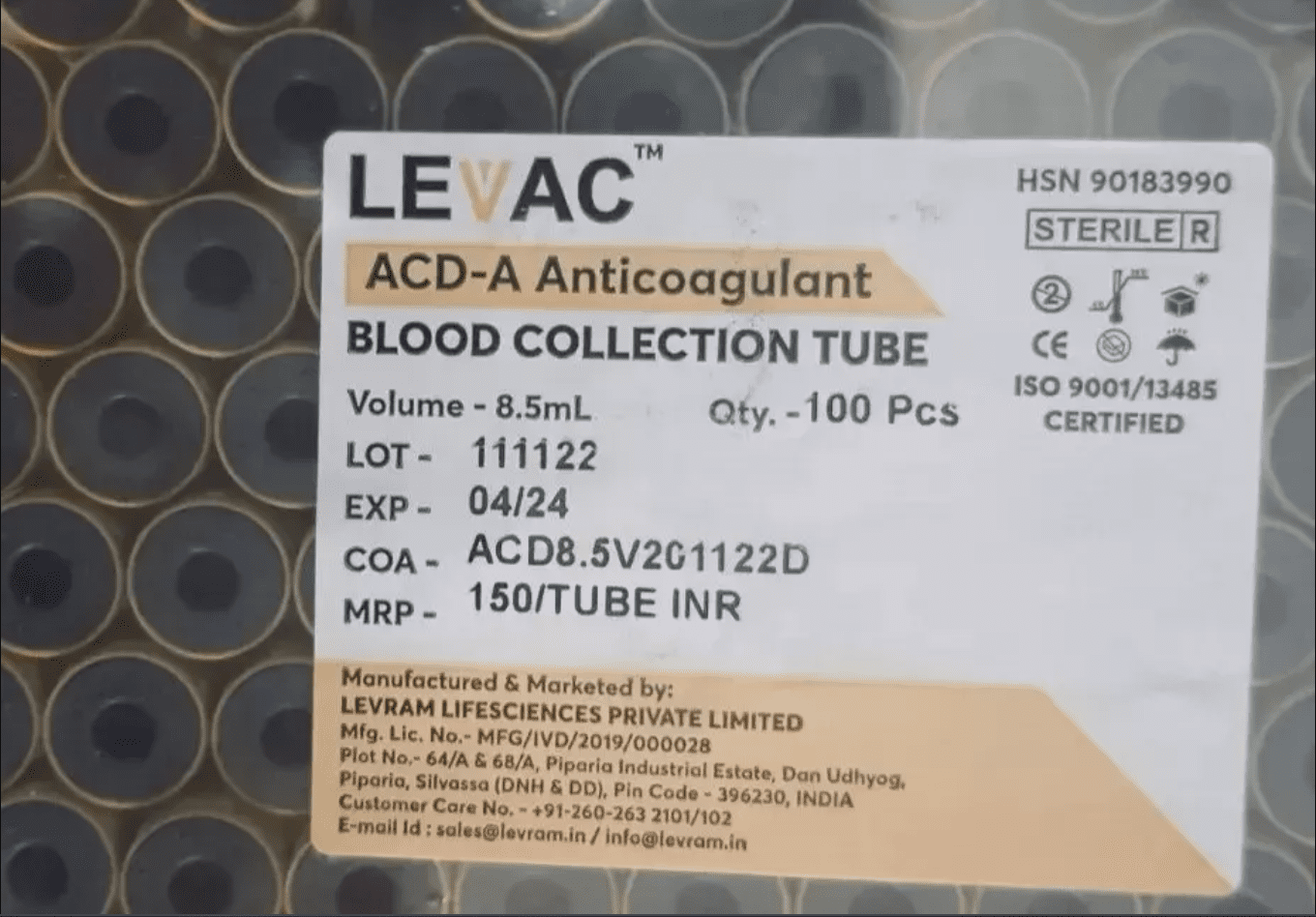 Branded ACD Solution A 8.5 mL PPT PRF PRP 200 Tubes Expiry April 2027 ...