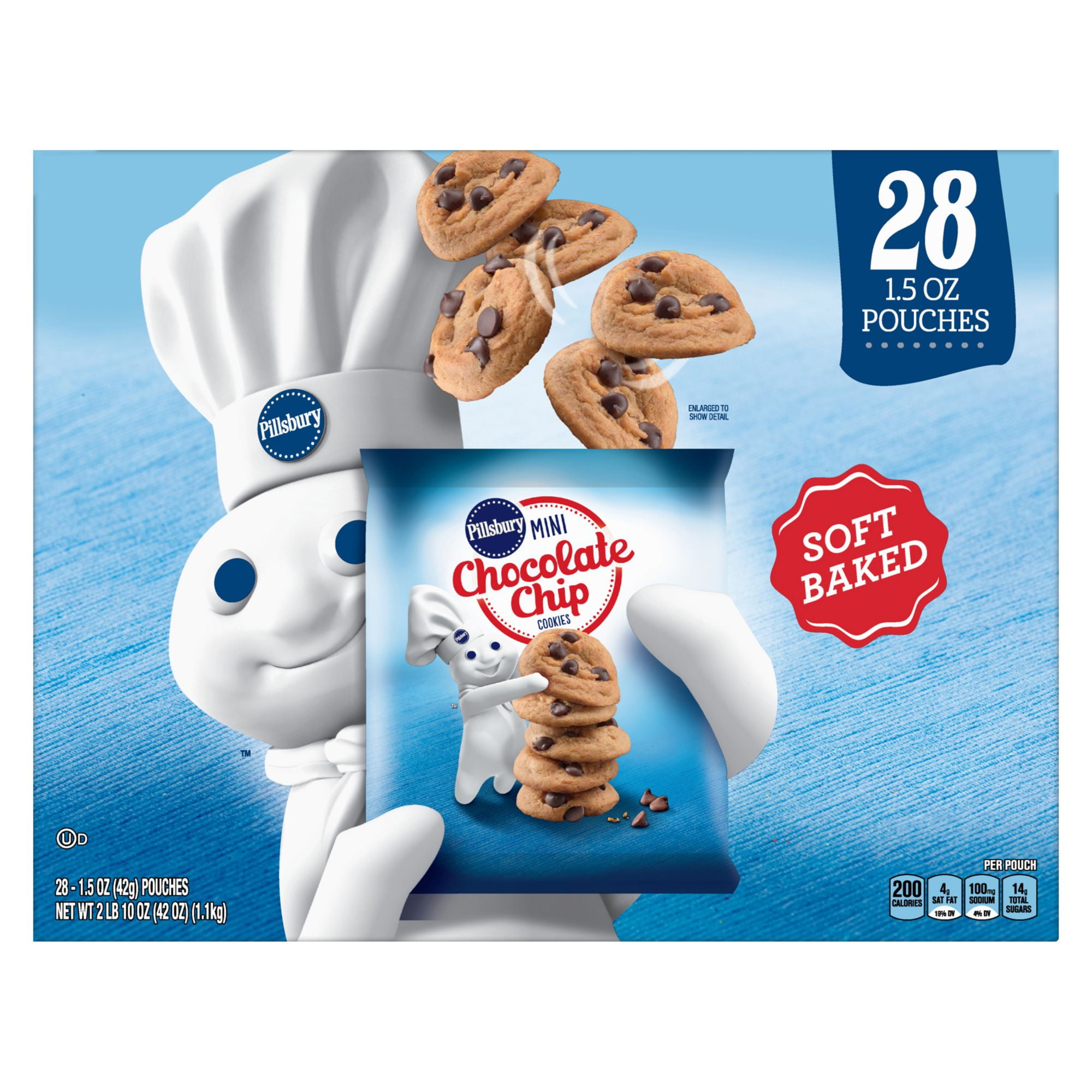 Branded Pillsbury Soft Baked Mini Chocolate Chip Cookies, New 28 Ct ...