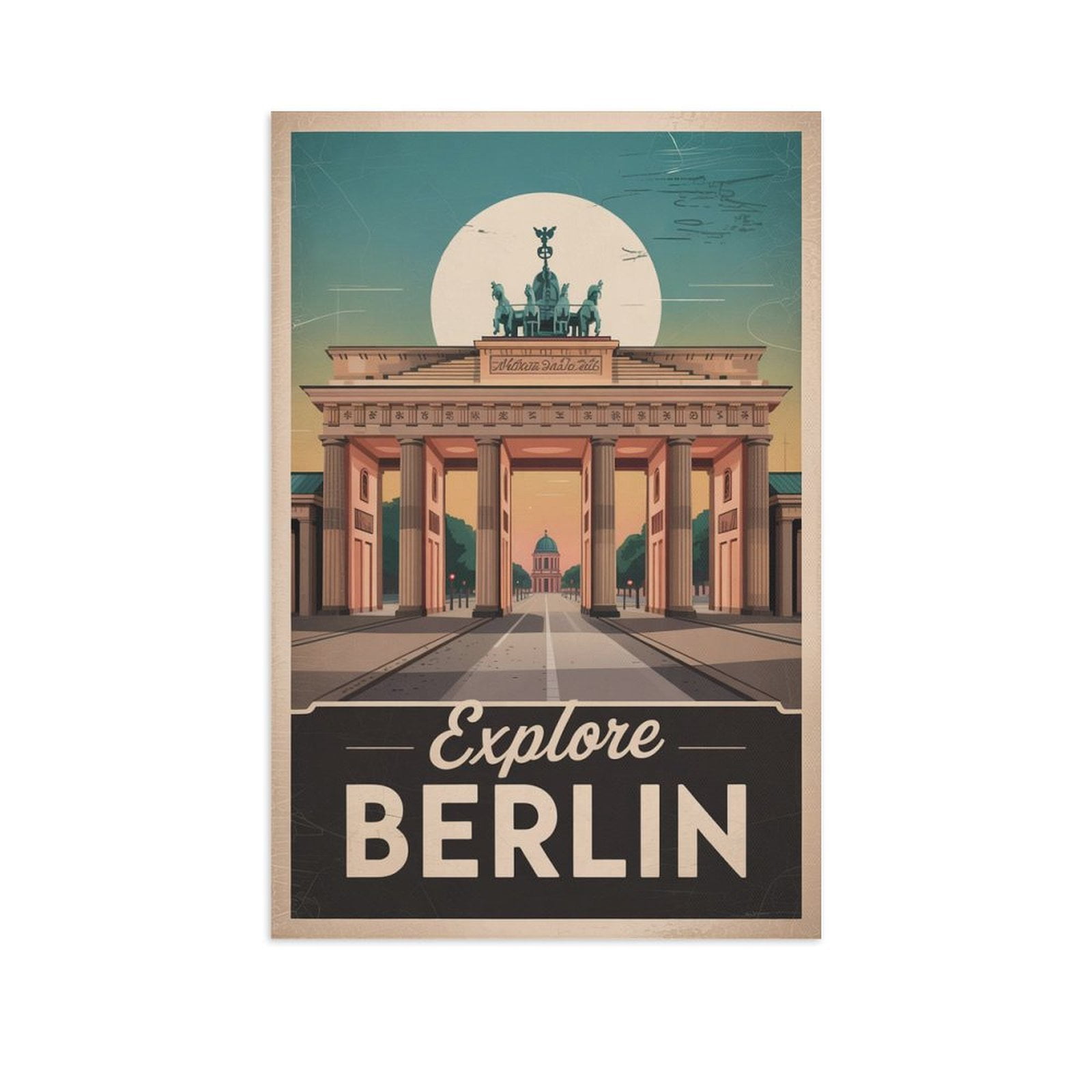Brandenburg Gate Classic Poster Retro Berlin Cityscape Travel Artwork ...