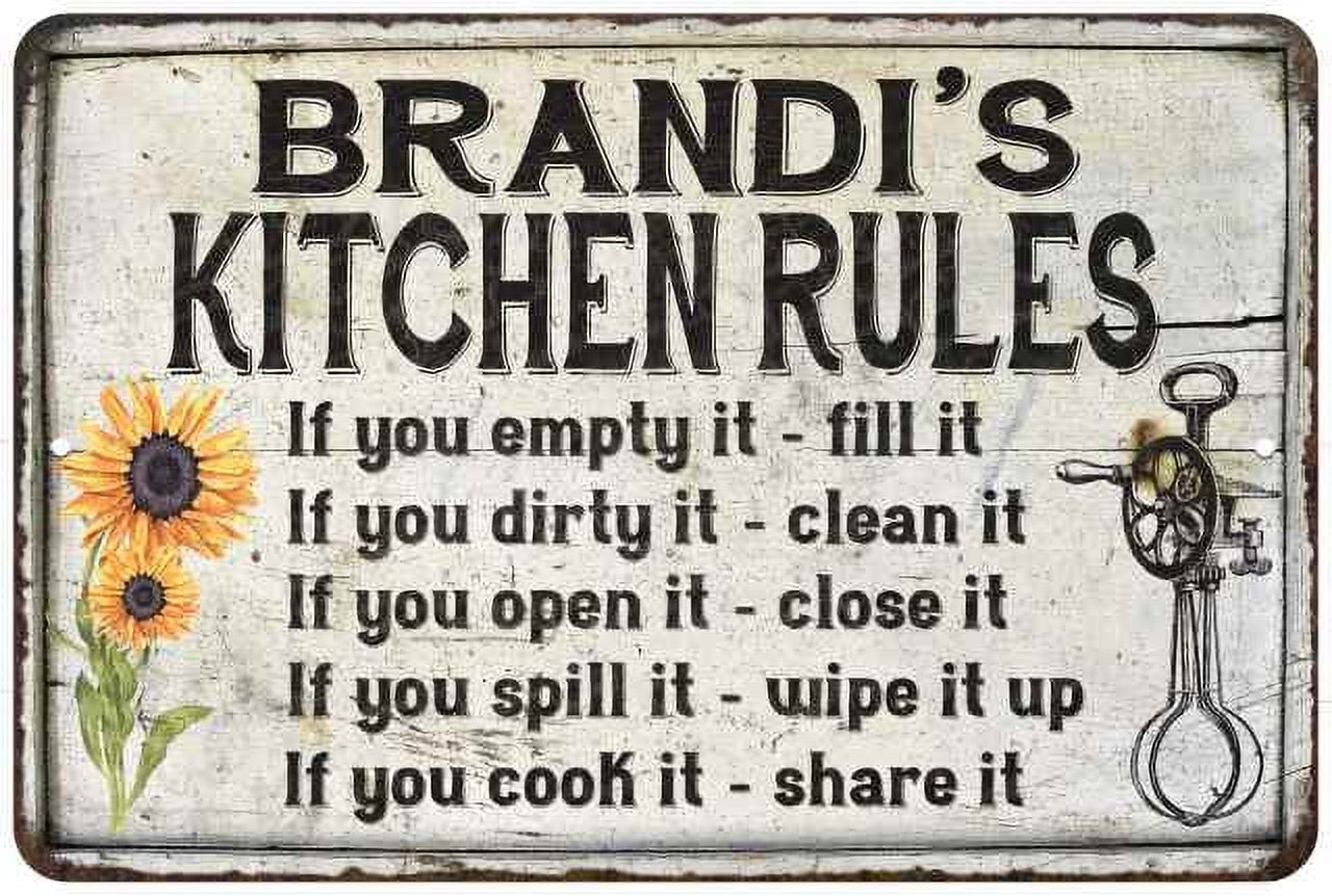 Brandi's Kitchen Rules Chic Sign Vintage Decor 8 x 12 High Gloss Metal ...