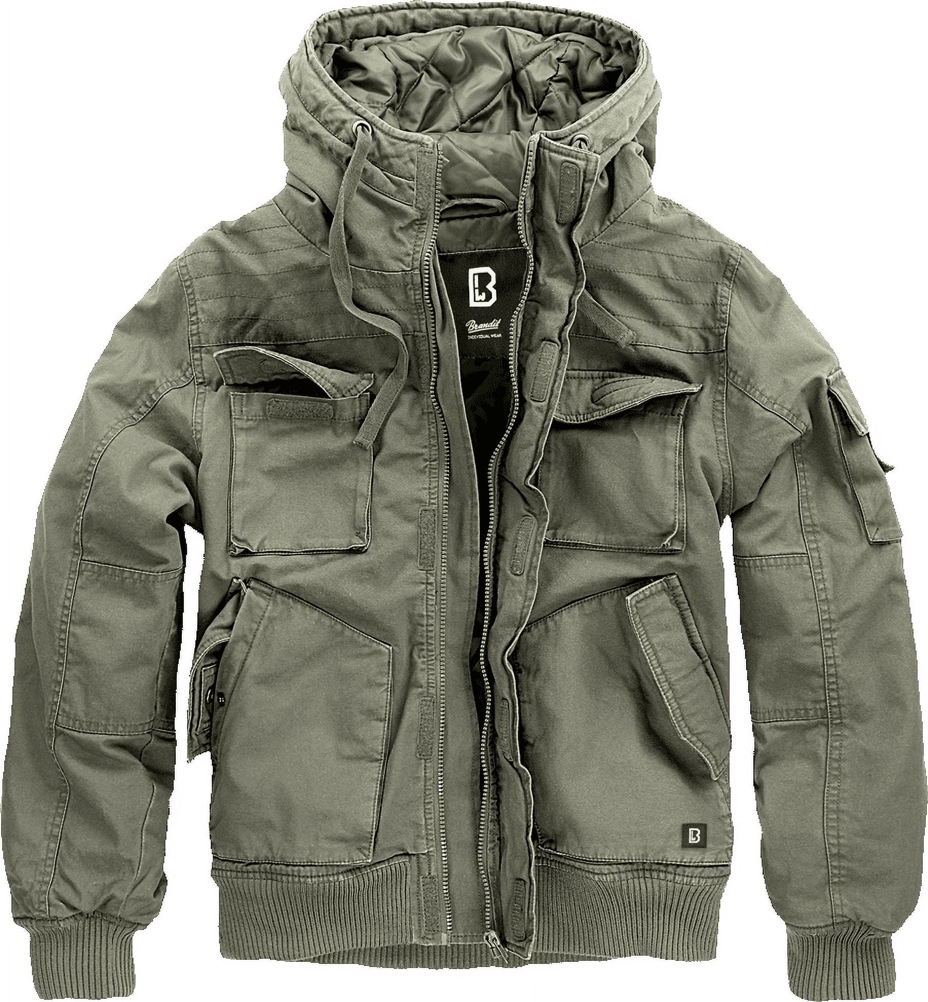 Brandit Hooded Short Jacket - Olive / Army Green, Military Style Short ...