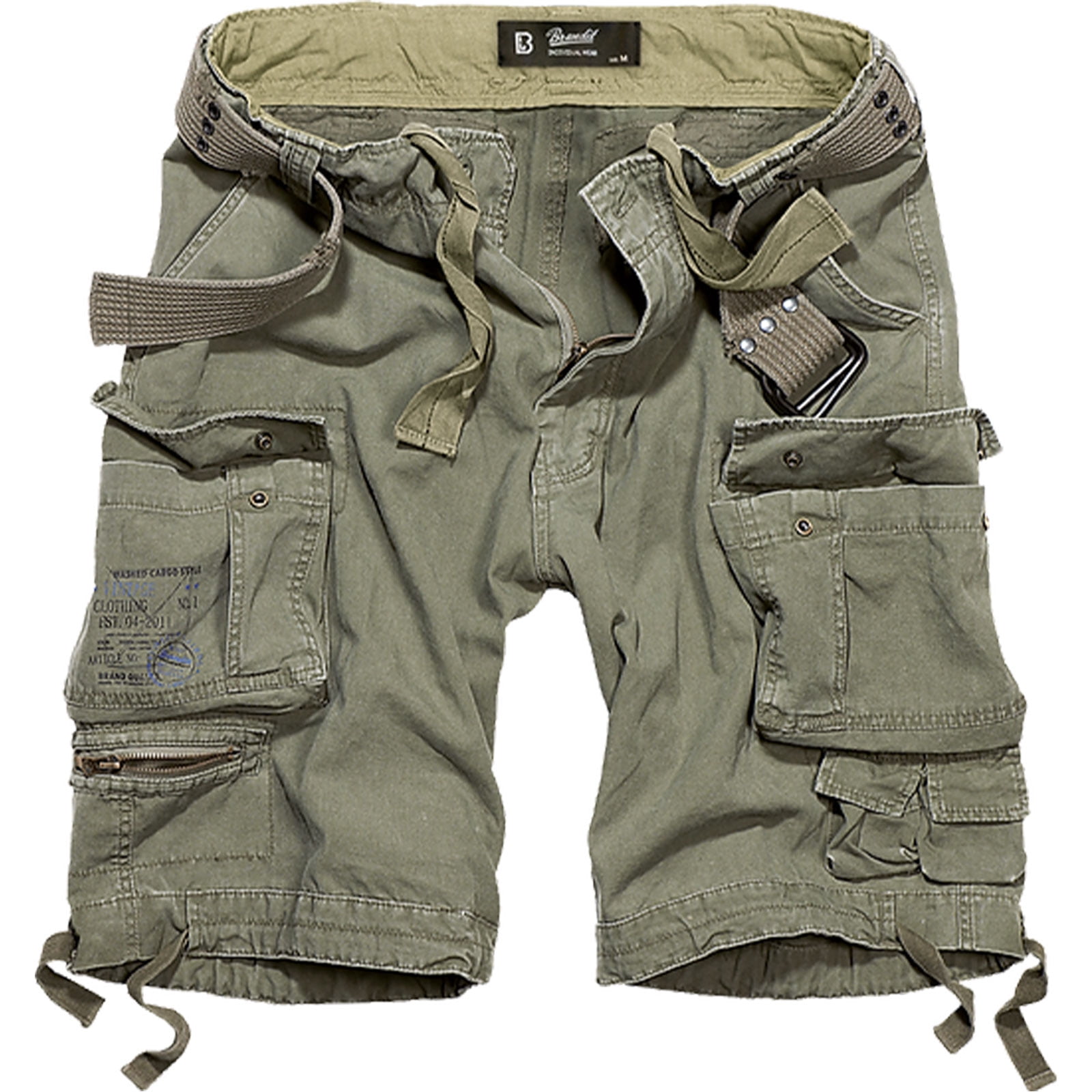 BRANDIT INDIVIDUAL WEAR Adult Male Relaxed Cargo Shorts, Color: Olive ...