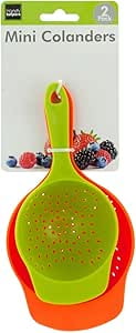 Brandobay Mini Colanders Set 2 Plastic Pack Kitchen Mesh Food Strainers Colander Handles Red ...
