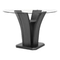 Brandon Counter Height Table-54 Inch Glass Top-Glam Dark Gray Pedestal ...
