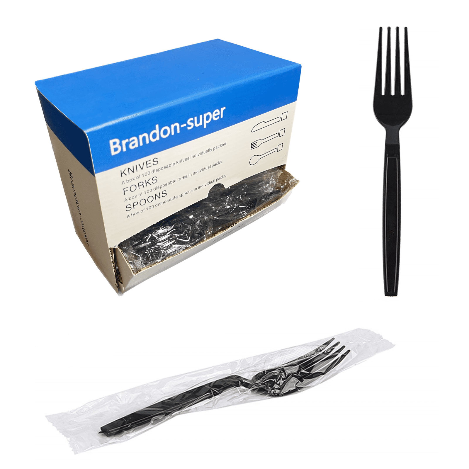 Brandon-super Bulk 100-Pack Strong Heavy Duty Disposable Cutlery ...