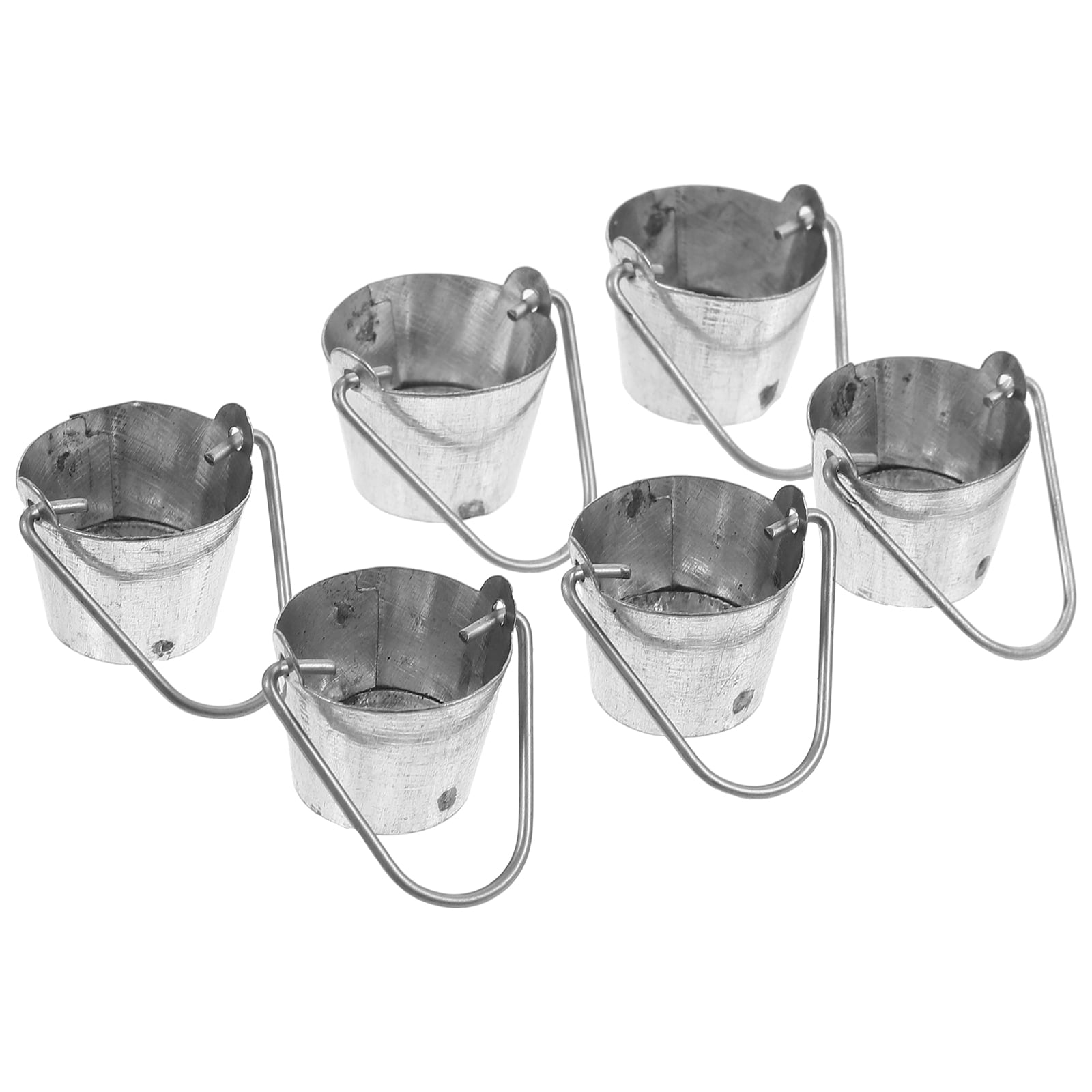 Brandonz 6pcs Miniature Iron Buckets for Dollhouse Gardening, Mini ...