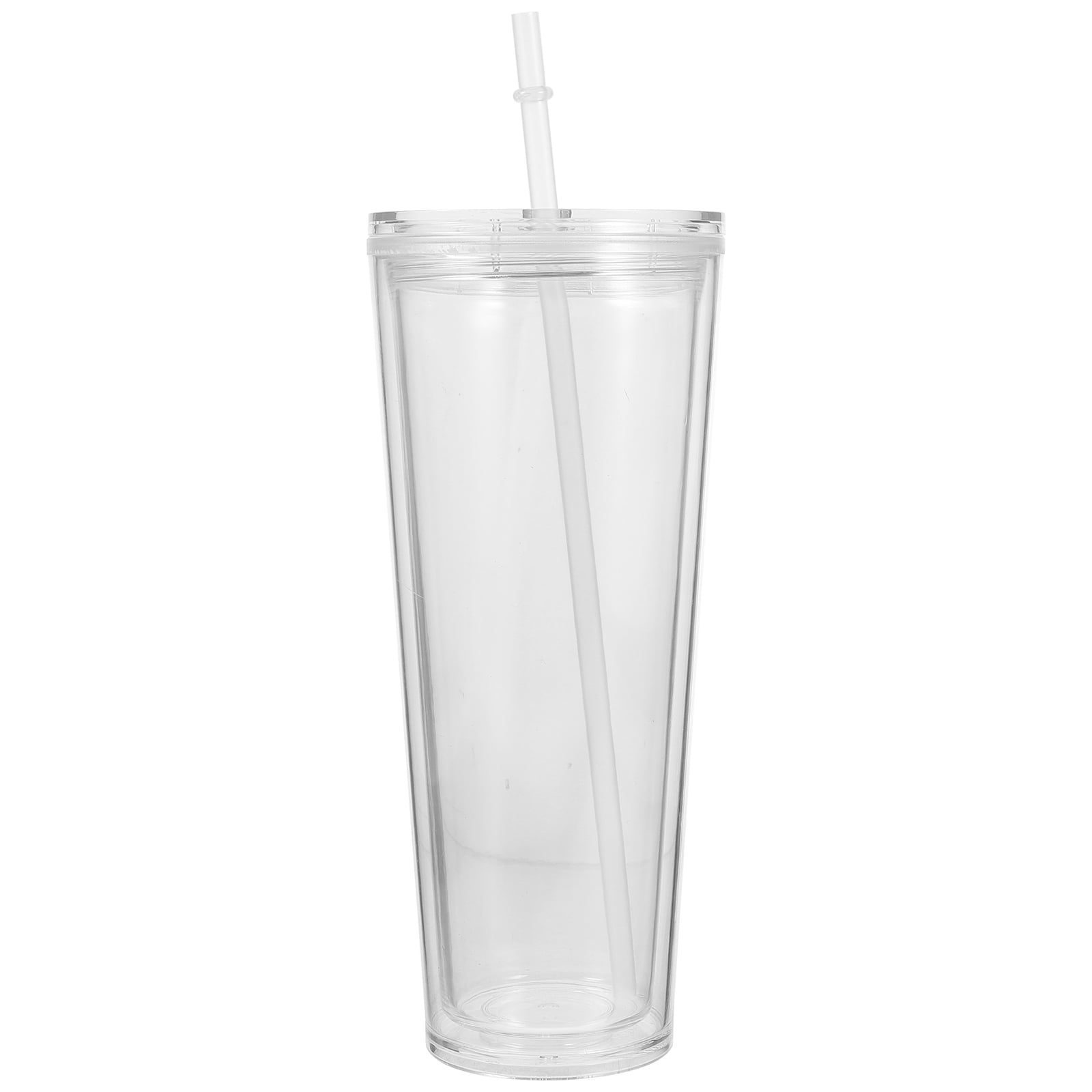 Brandonz Reusable Double-Layer Plastic Drinking Cup with Straw, Anti ...