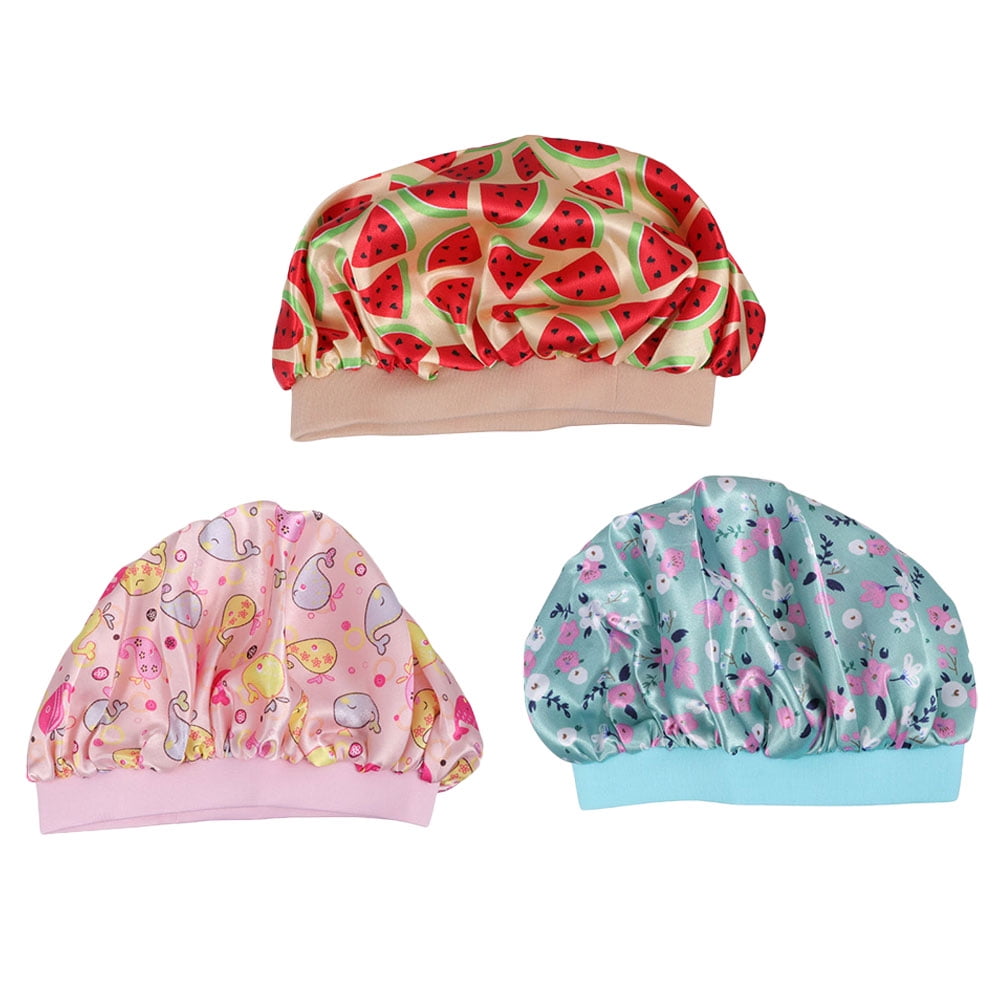 Brandonz Kids Satin Bonnet Sleeping Cap, 3pcs Wide Band Night Hat for ...