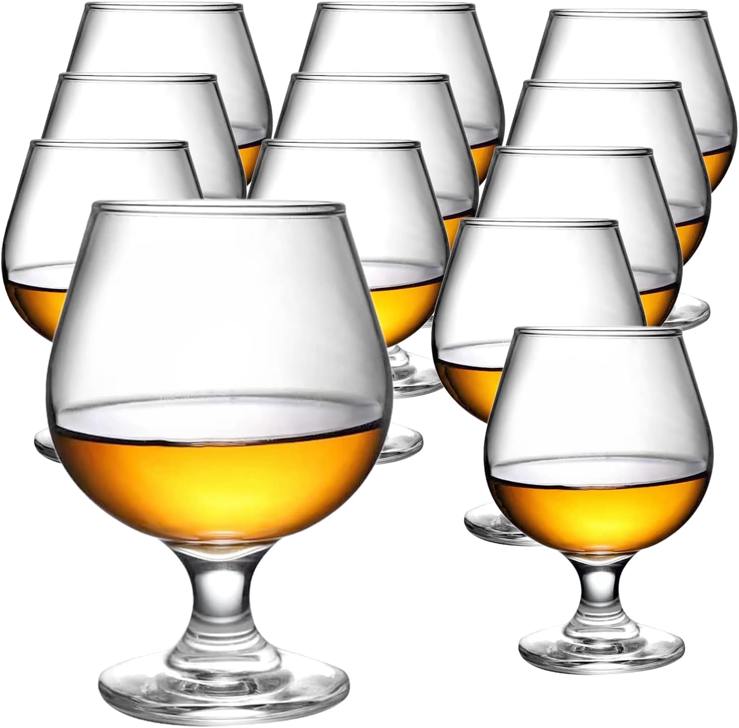Brandy Wine Glasses Set of 12,Clear Glass Brandy Snifter 11 OZ,Short ...
