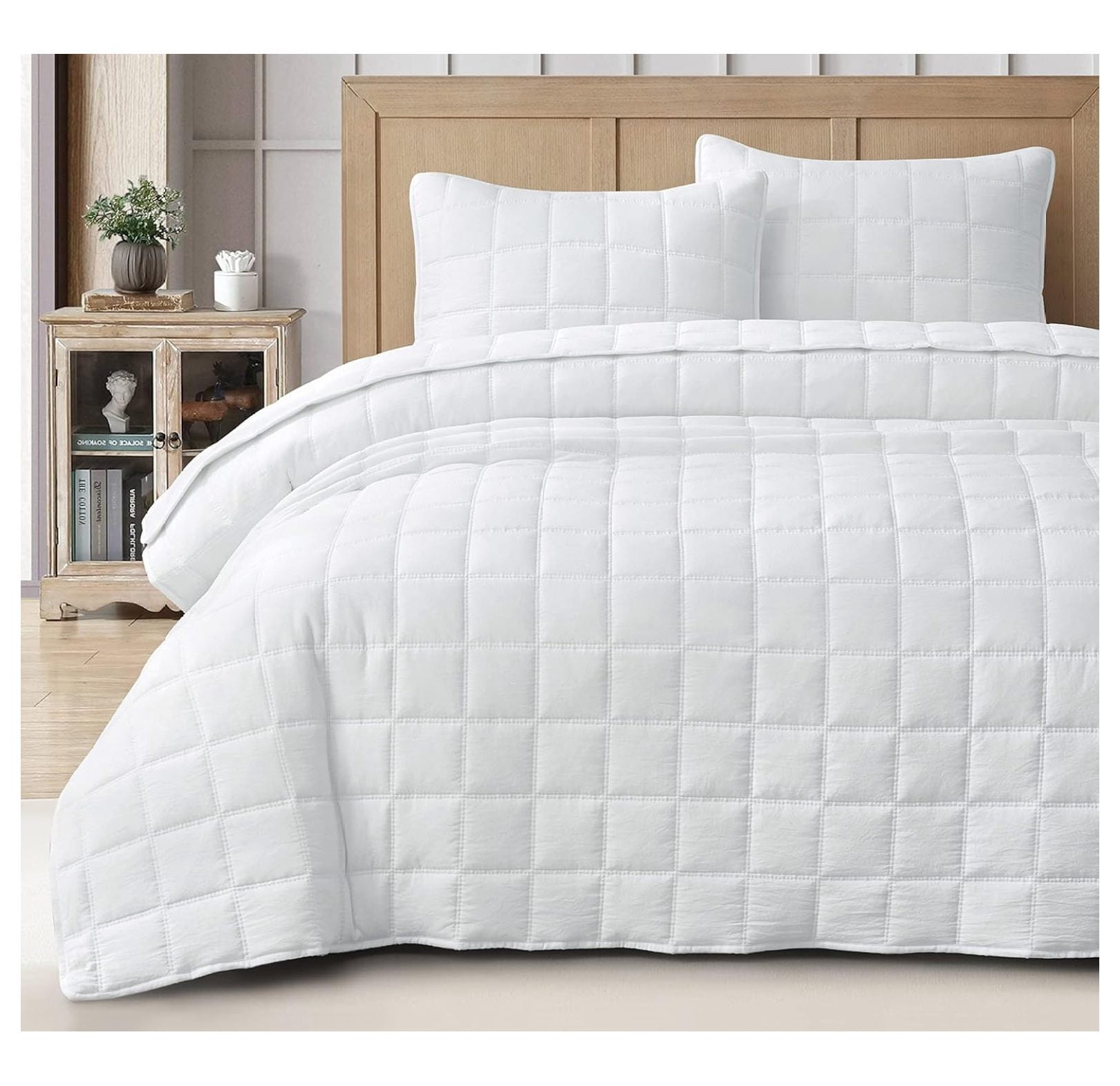 Branson 3-Piece White King Size Quilt Set - Stone-Washed Detailed ...