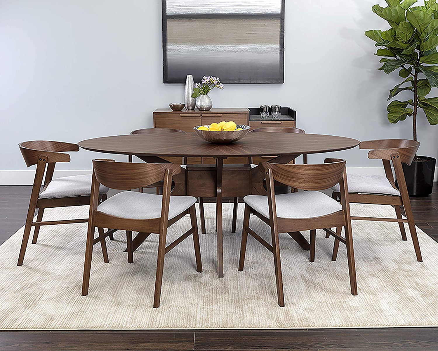 Brant House Adel Wood Dining Table Set with 6 Haisley Dining Chair in ...