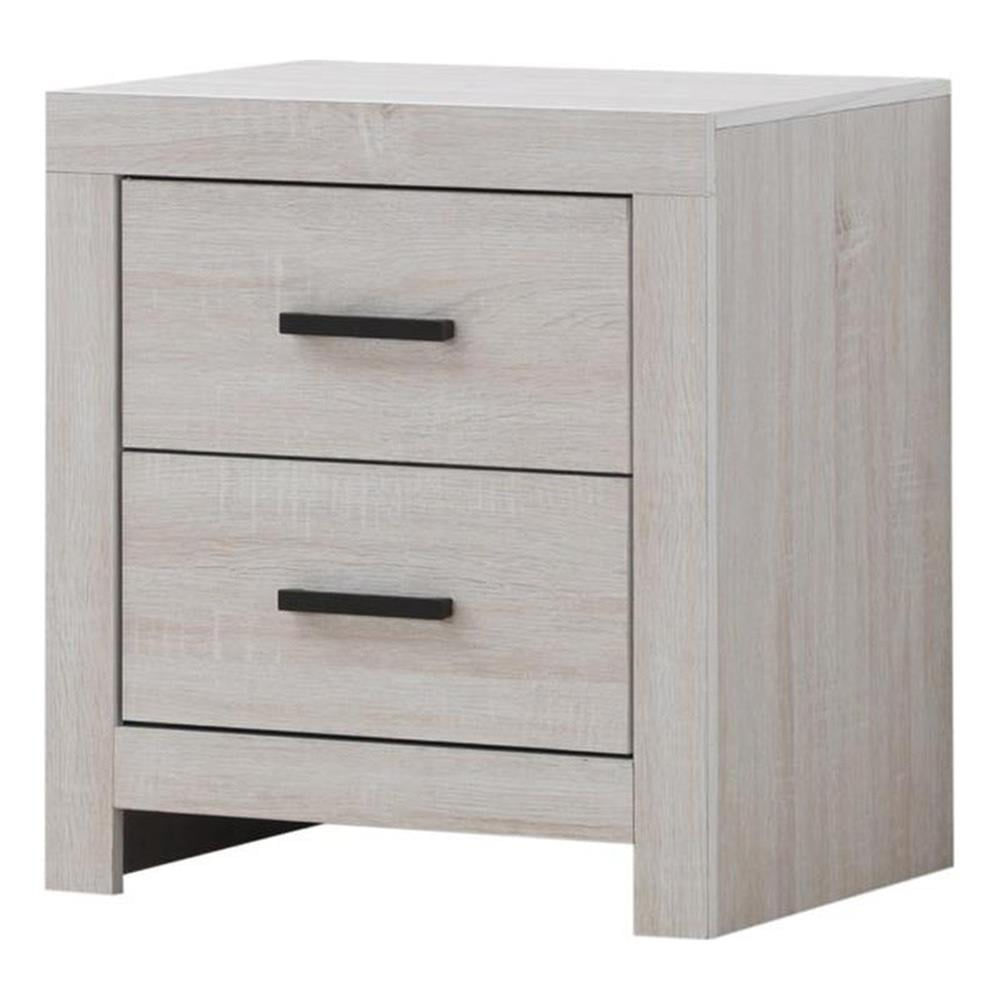Brantford Contemporary Wood Nightstand with 2 Drawers, Coastal White ...