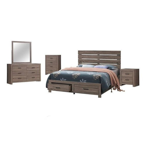 Brantford 5-piece Queen Storage Bedroom Set with Dresser, Mirror, and ...