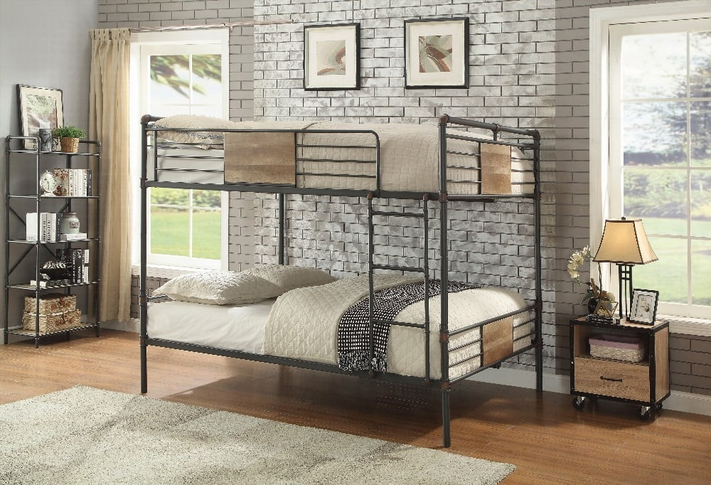 Brantley Double Queen Bunk Bed in Sandy Black & Dark Bronze Finish ...