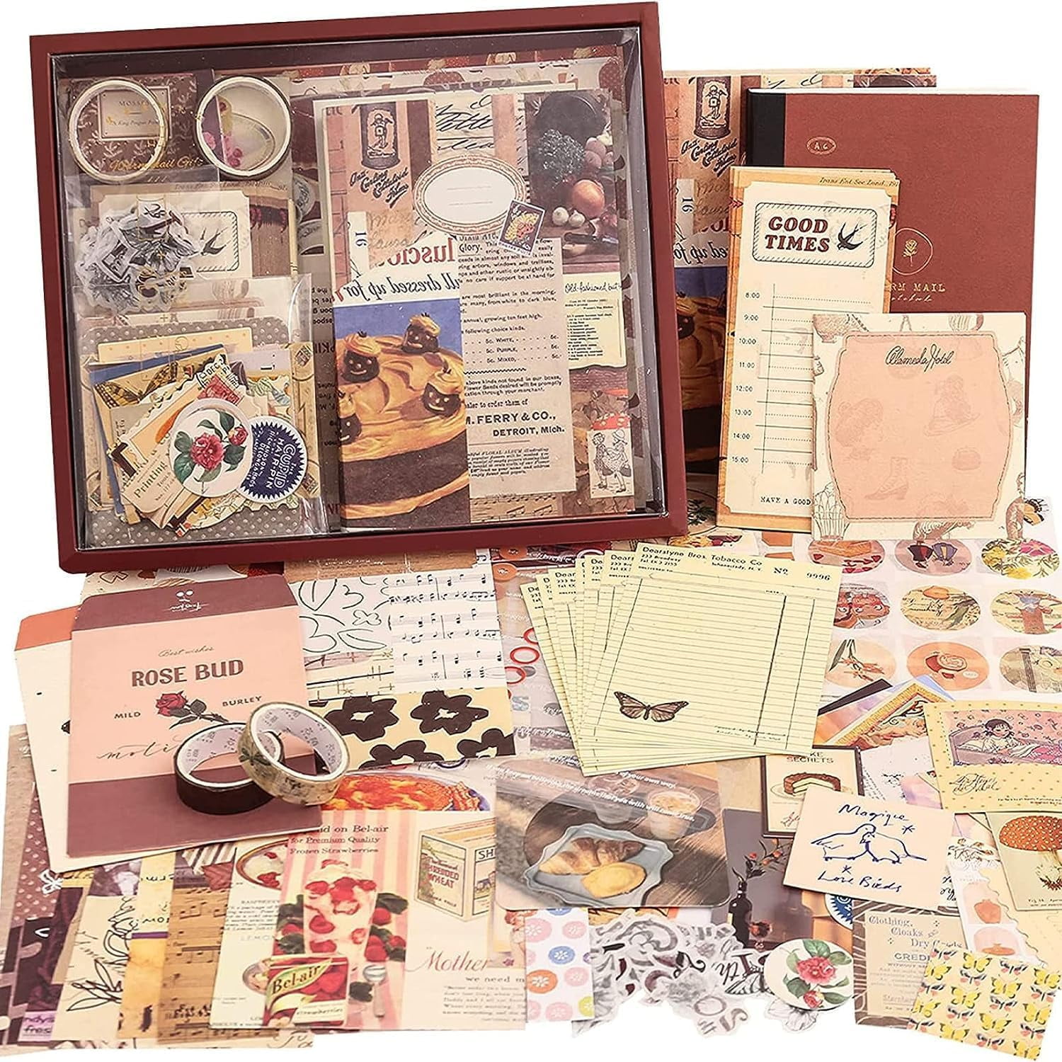 Branzios 346pcs Journal Supplies Kit Vintage Scrapbook Stickers Pack ...