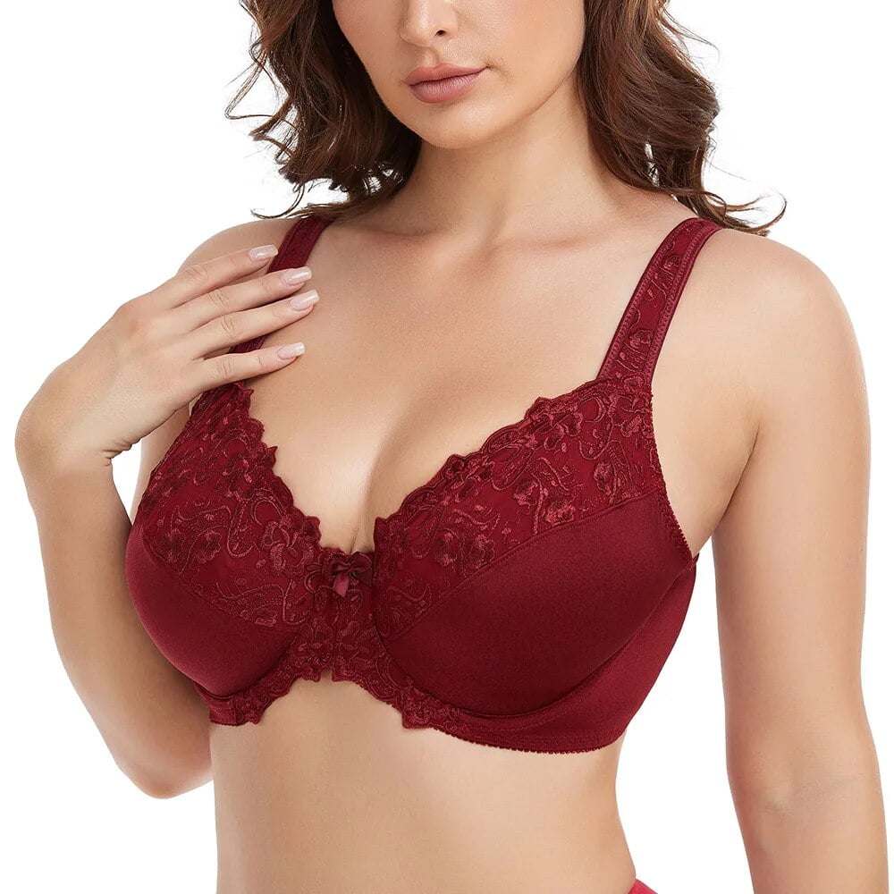 Bras For Women Embroidery Plus Size Lace Bras Full Cup Large Cup Minimizer Bra Non Padded