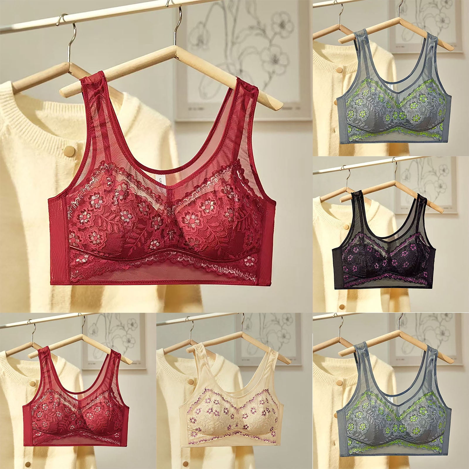 Bras For Women Full Coverage Push-up Plus Size Seamless No Underwire Backless Sexy Women ...