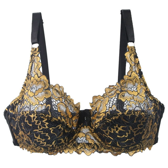 Bras For Women No Underwire Lace Thorn Plus Size Underwear Yellow ...
