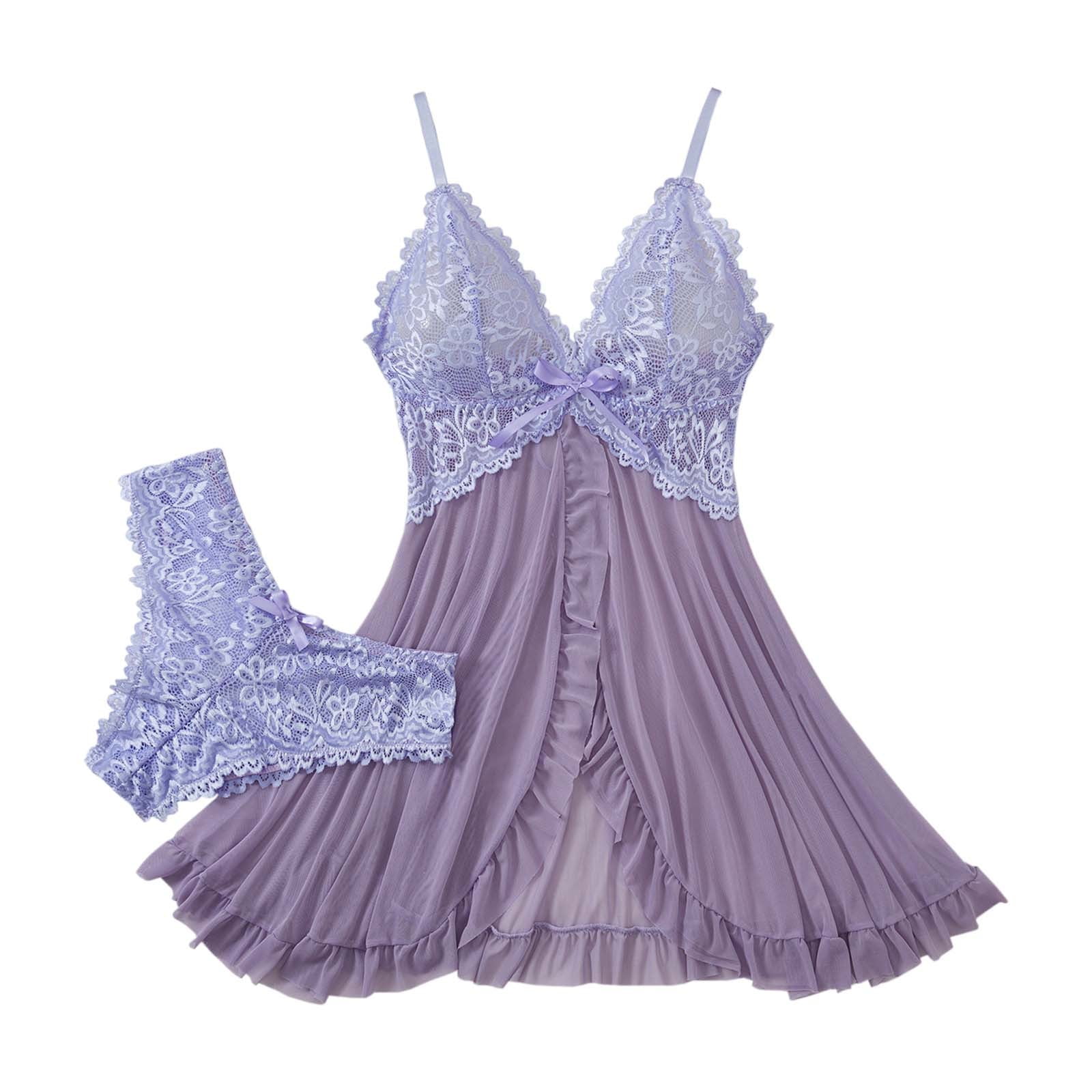 Bras No Underwire No Everyday Bras Women's Sexy Lace Trim Sleep Set ...